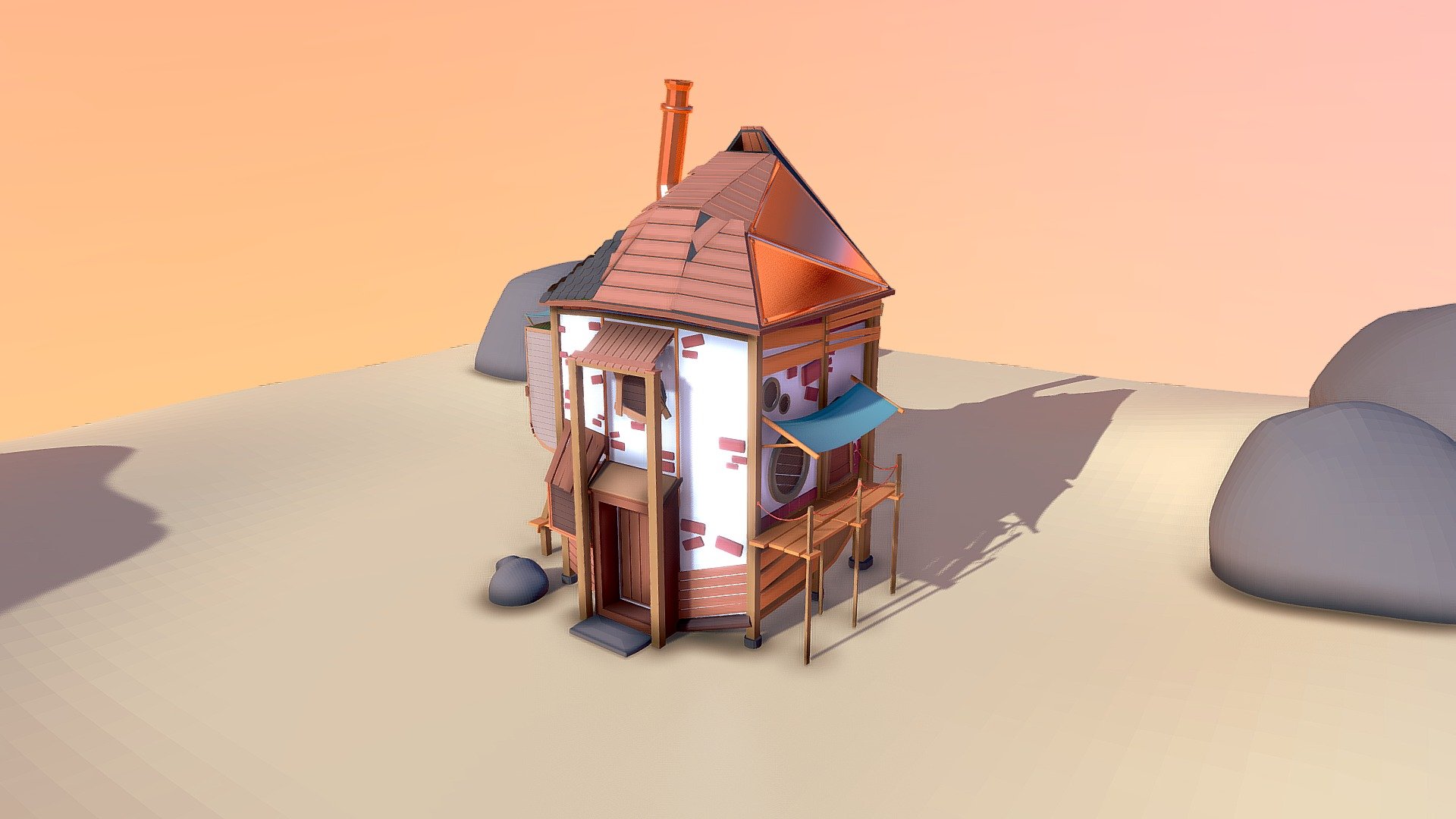 Little Beach Hut - 3D model by danrotemp [9d5addb] - Sketchfab