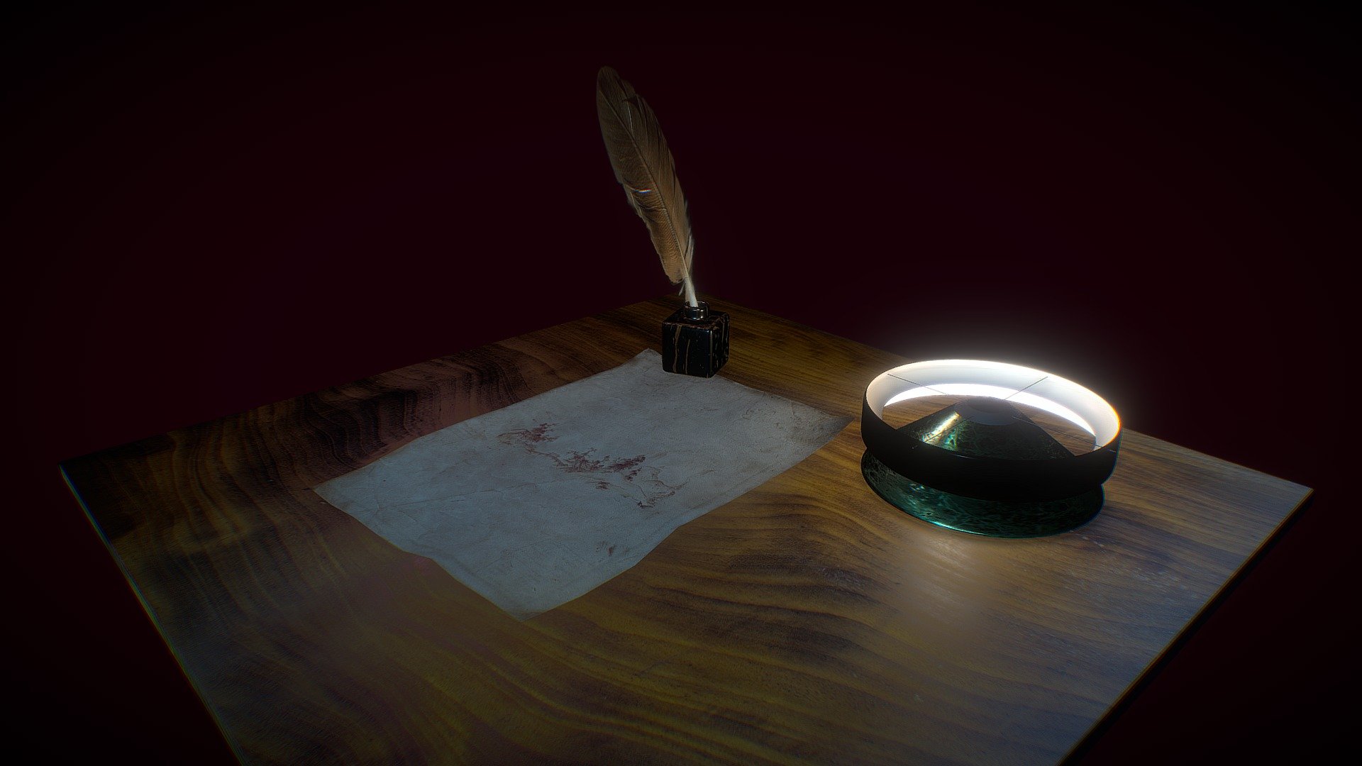 inkpot and Lamp - Download Free 3D model by TRYFIELD [9d5f4fa] - Sketchfab