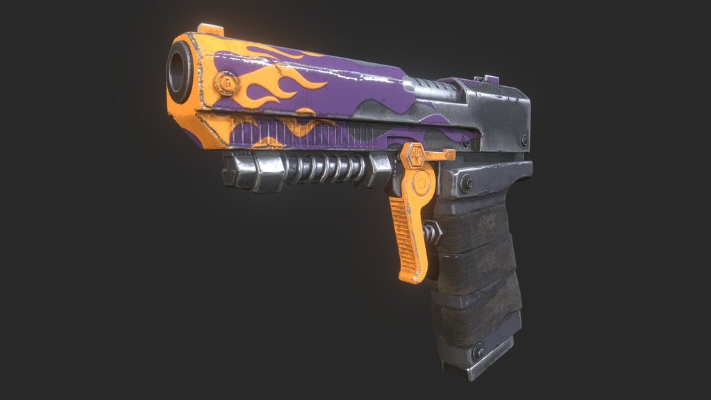 Flaming Purple Pimp Pistol - 3D model by xtab [9d85436] - Sketchfab