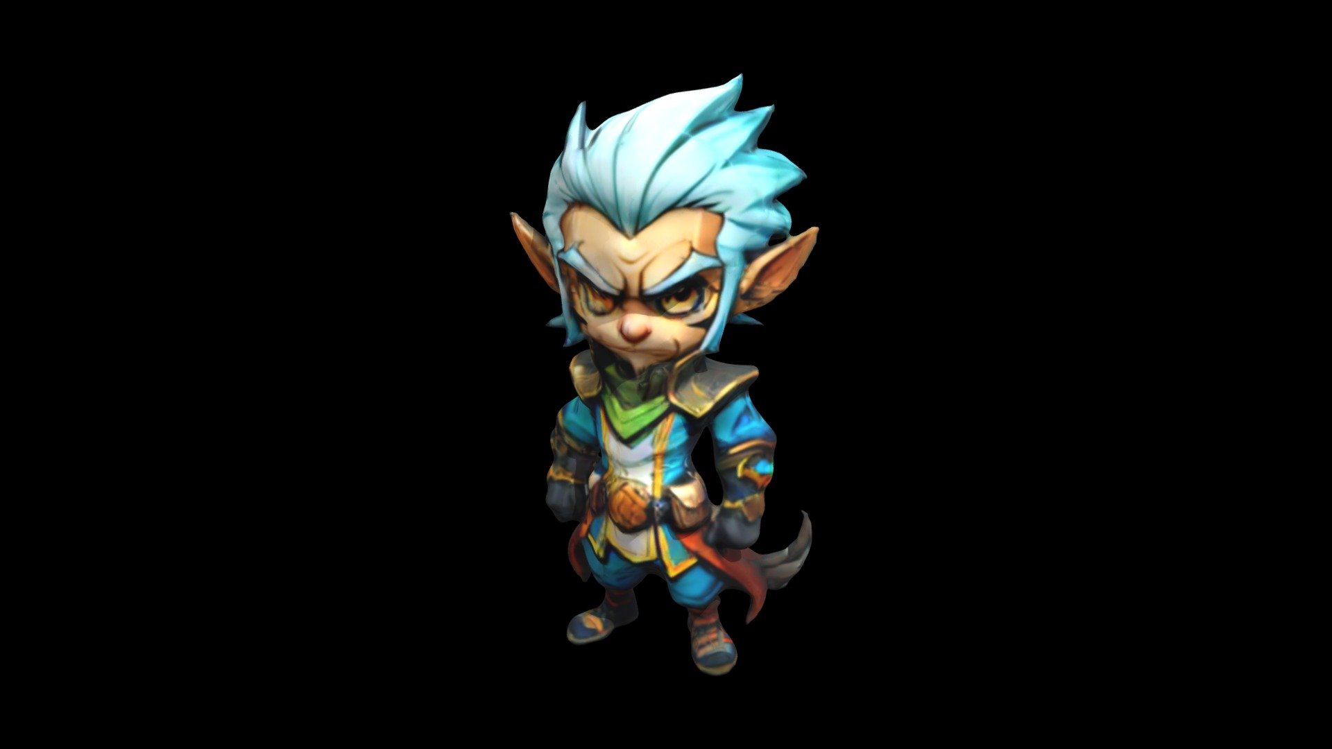 a cartoon drawing of an elf with blue hair - Download Free 3D model by ...