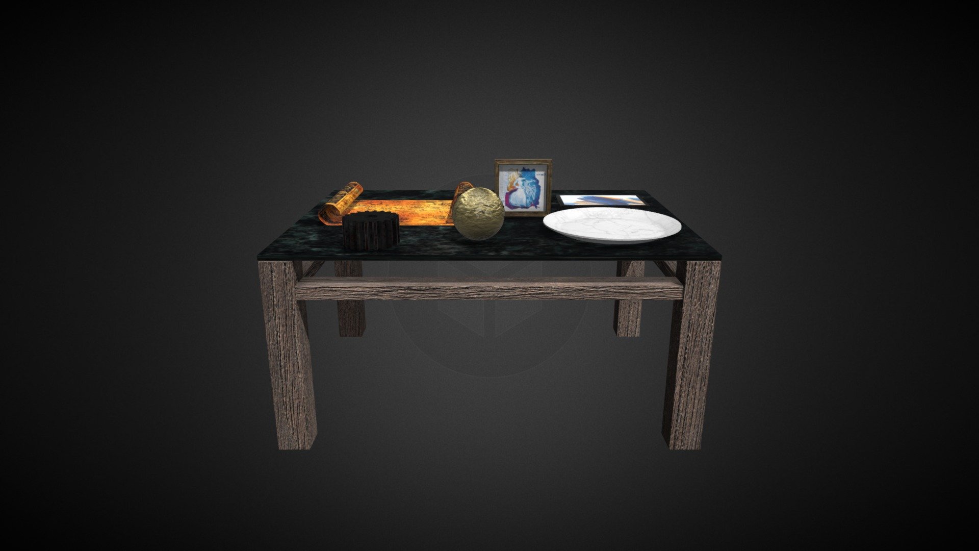 Table with materials and a jewel - 3D model by Turel18 [9da6521 ...