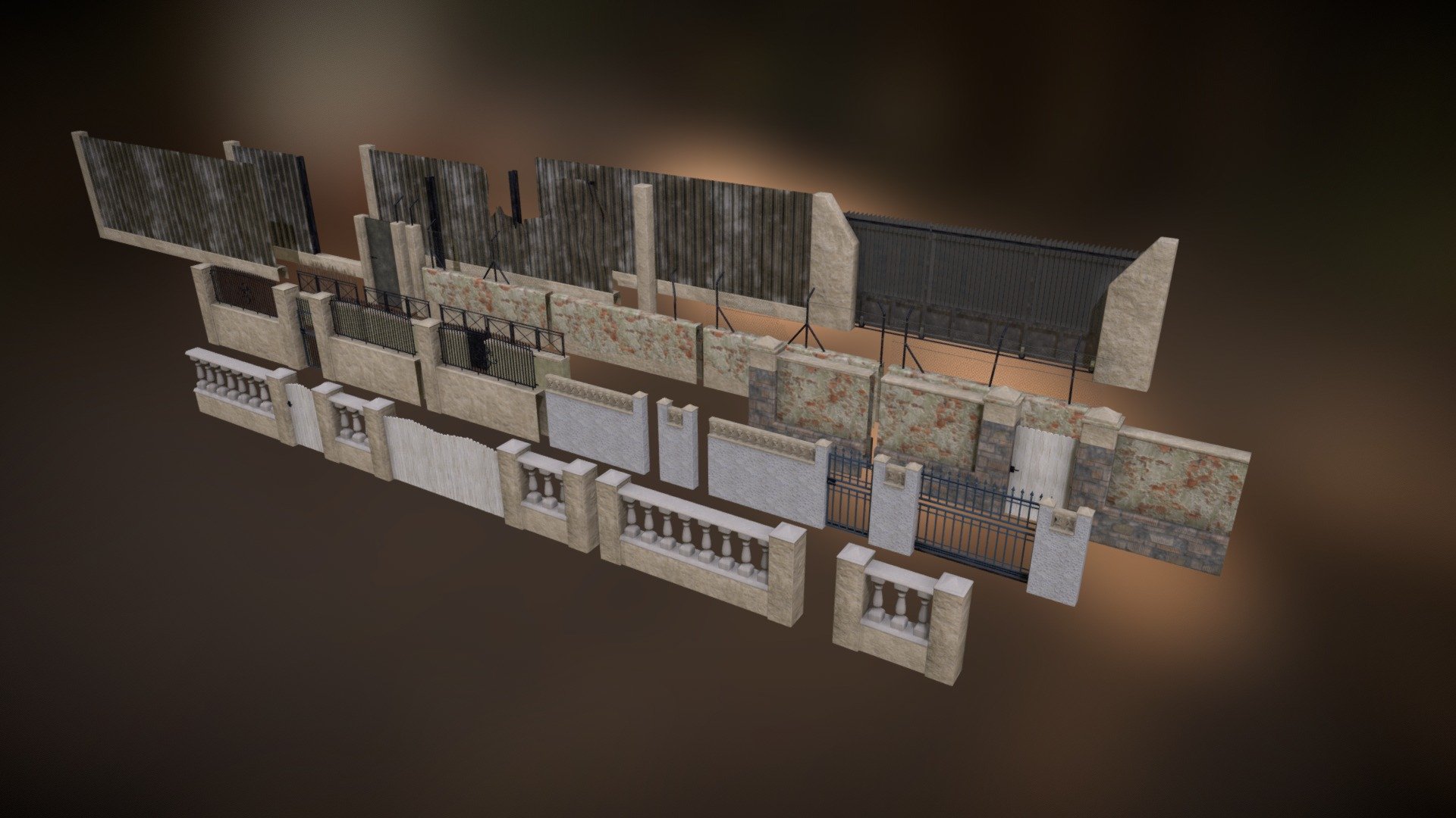Low poly Fences & Walls small asset pack - Buy Royalty Free 3D model by ...