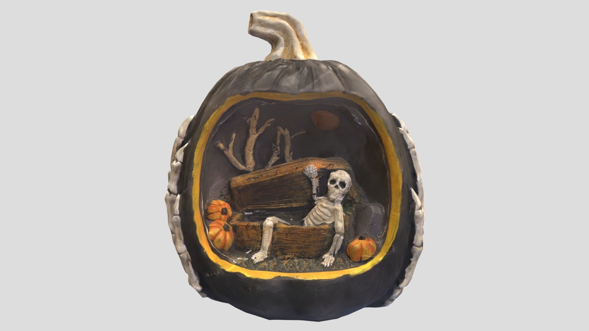 Skeleton In Coffin Inside Pumpkin - Download Free 3D model by David ...