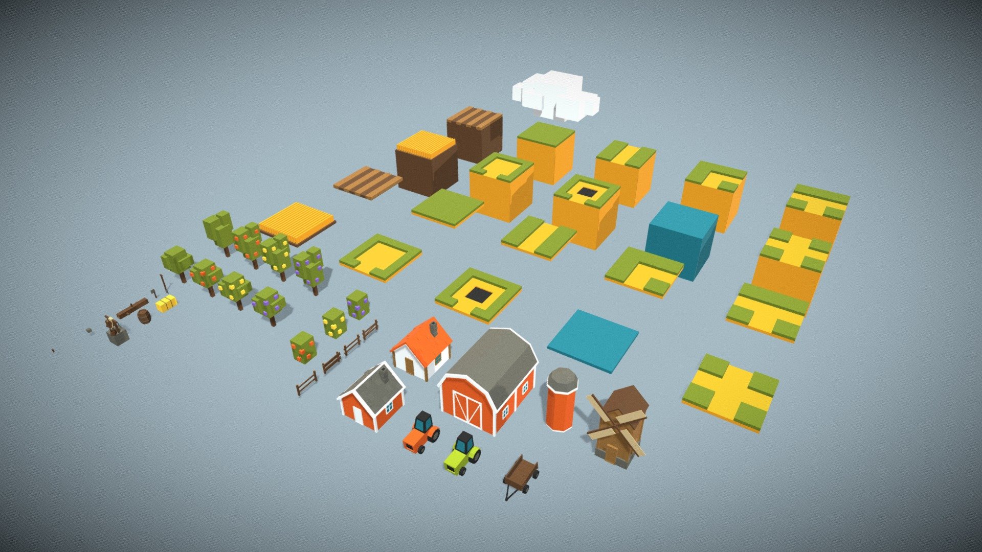 Low poly Farm environment package - 3D model by FreeDimensionForge ...