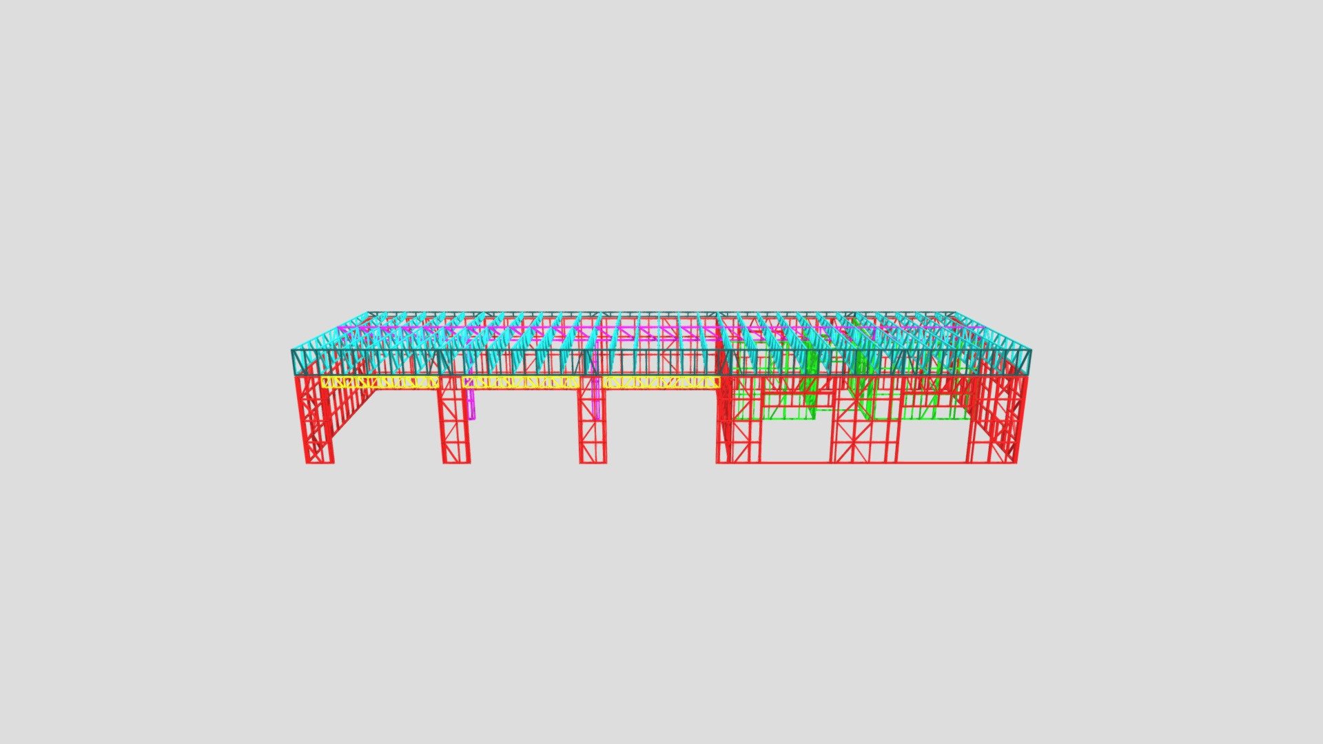 Five Bays 25.0m x 8.0m - Download Free 3D model by Steel Frame ...
