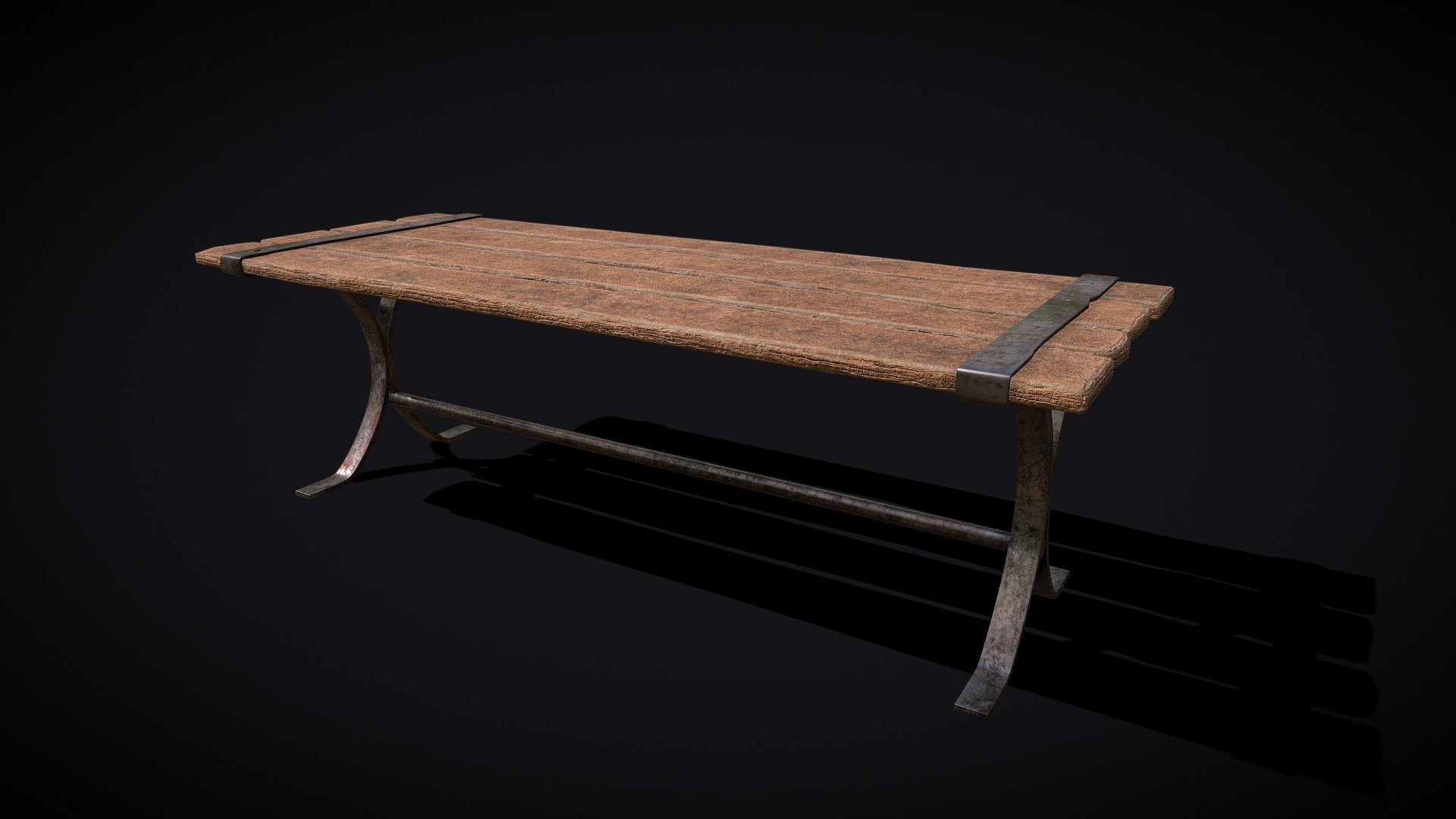 Rustic Worn Iron Wooden Table - Buy Royalty Free 3D model by ...
