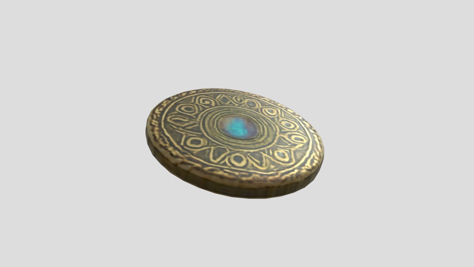An_intricately_patterned_gold_and_opal_coin - Buy Royalty Free 3D model ...