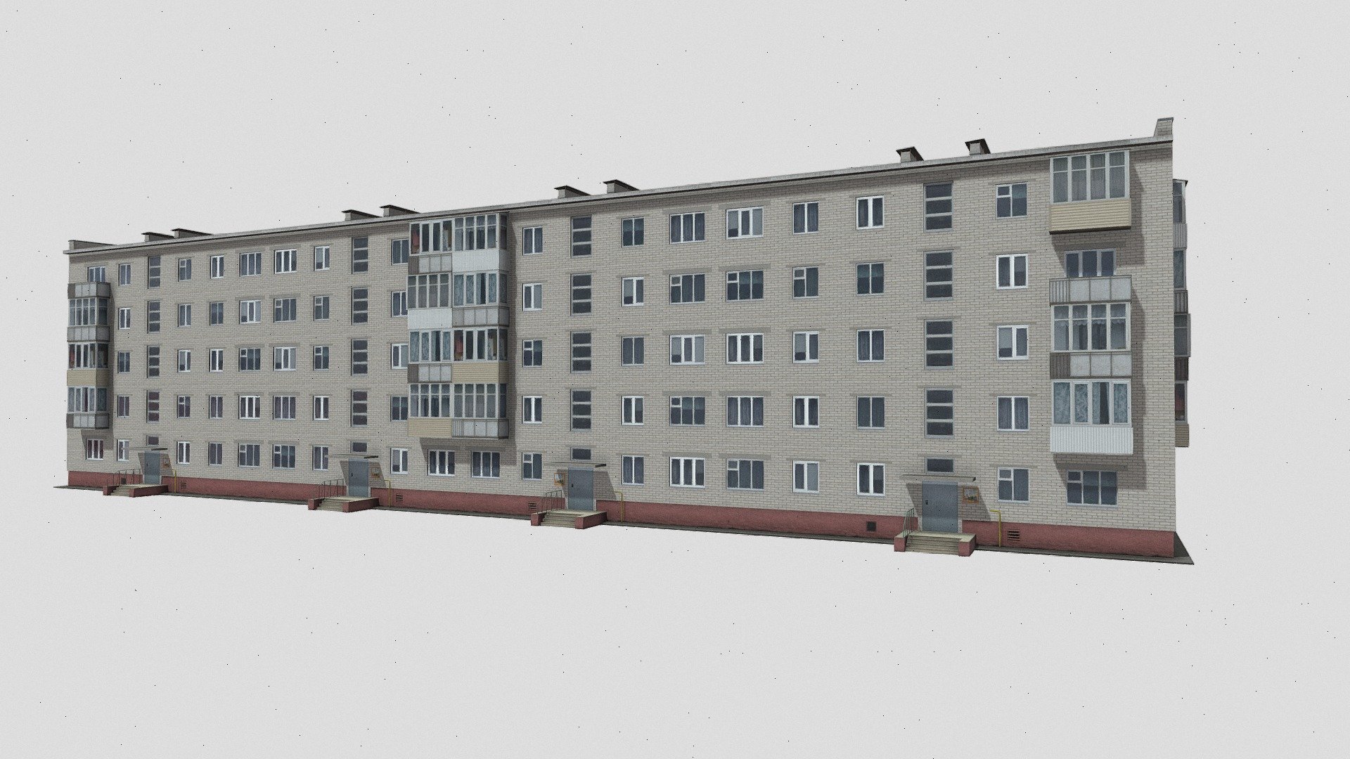 Russian typical brick house - 3D model by andreyd3 [9de8b36] - Sketchfab