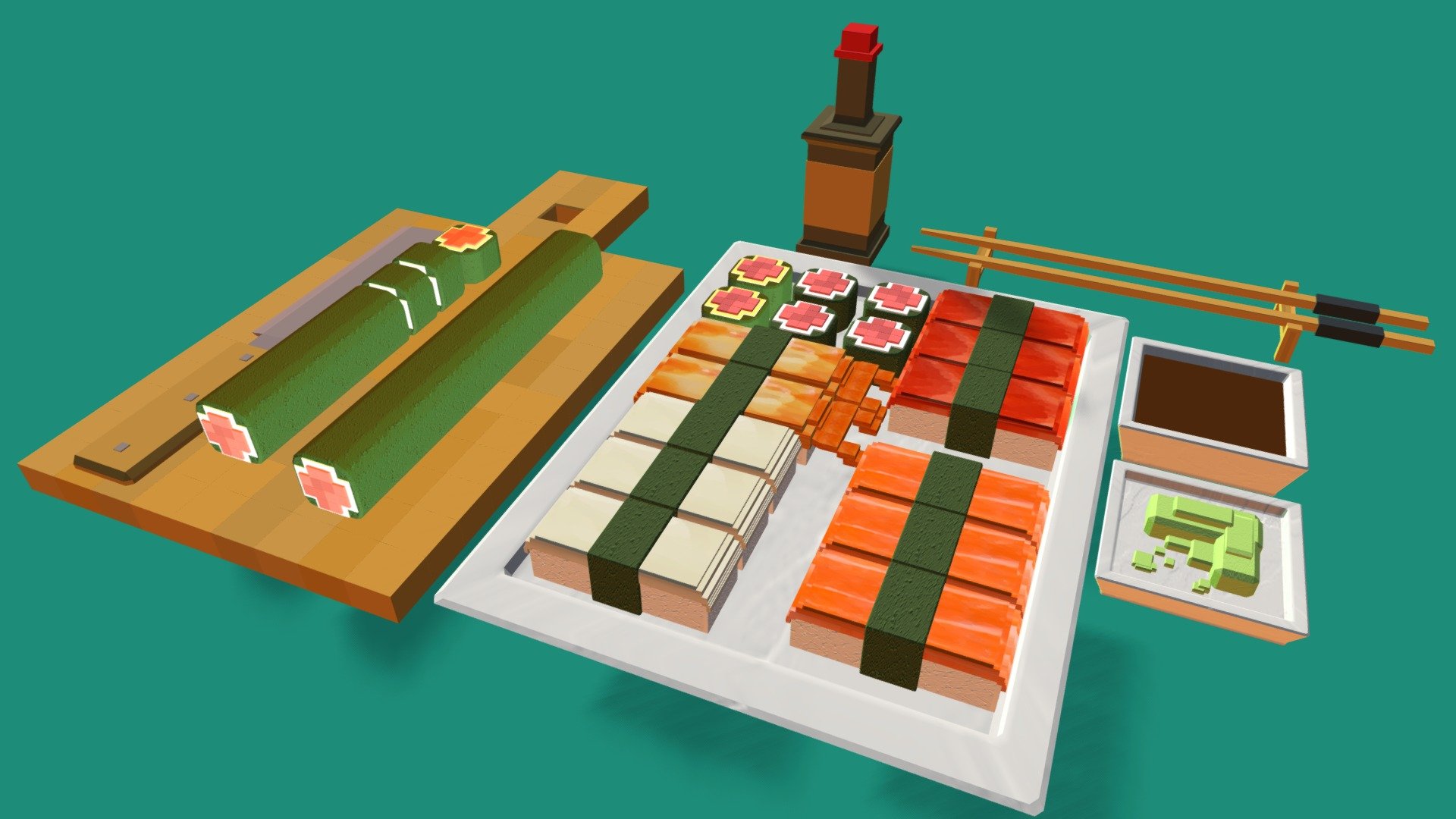 Voxel Sushi - Download Free 3D model by emijar [9df163f] - Sketchfab