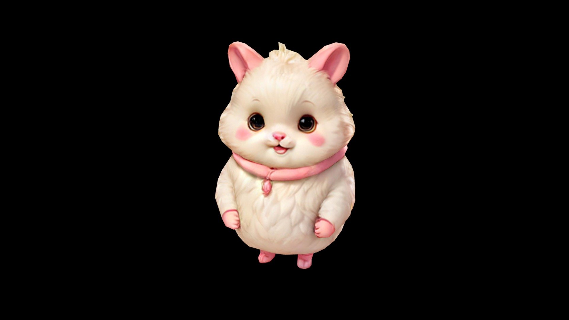 Fuzzy Fawn White Toy Dog with Pink Whiskers and - Download Free 3D ...