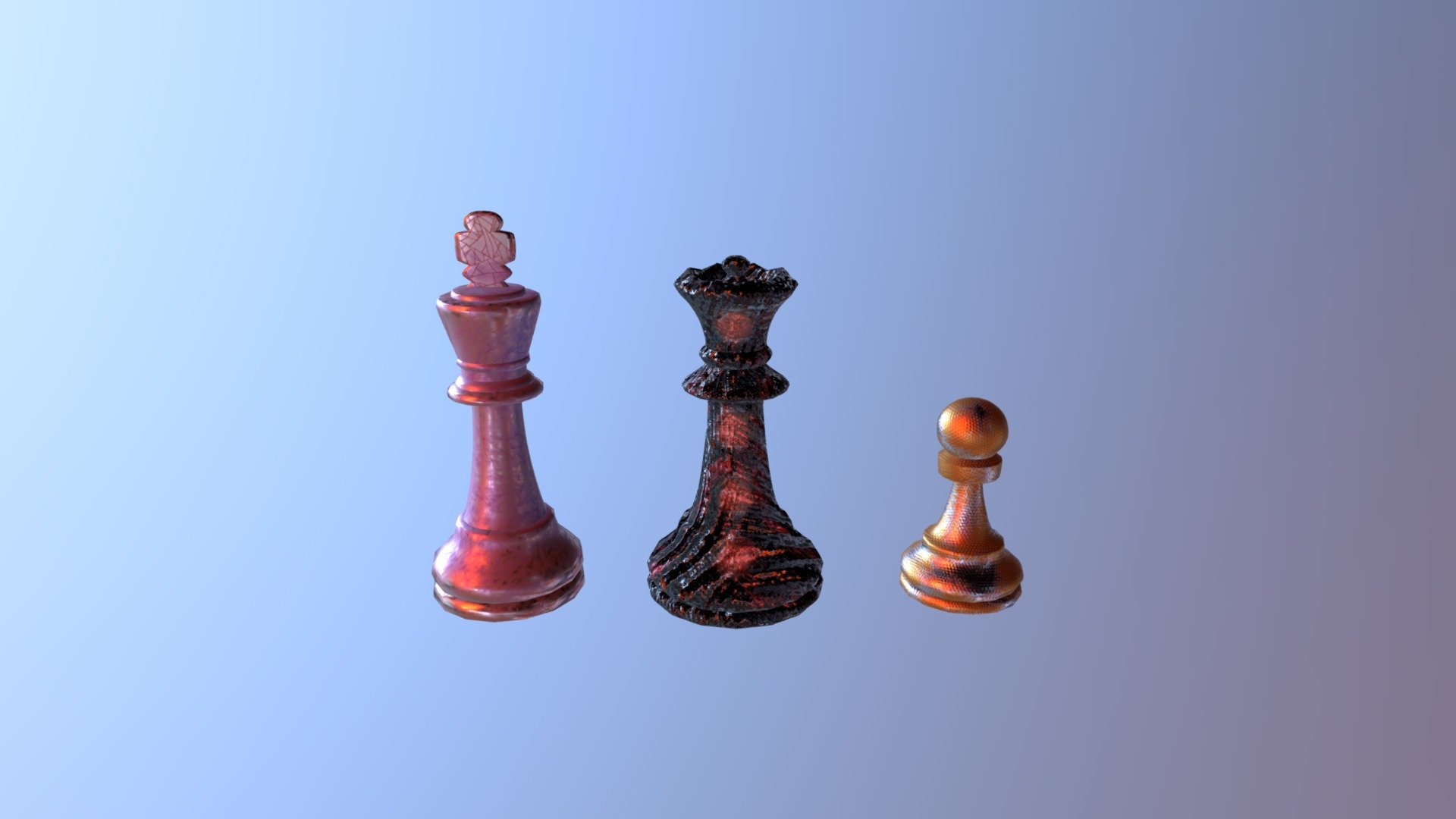 3 chess pieces - 3D model by SimonMcFarland [9e13154] - Sketchfab