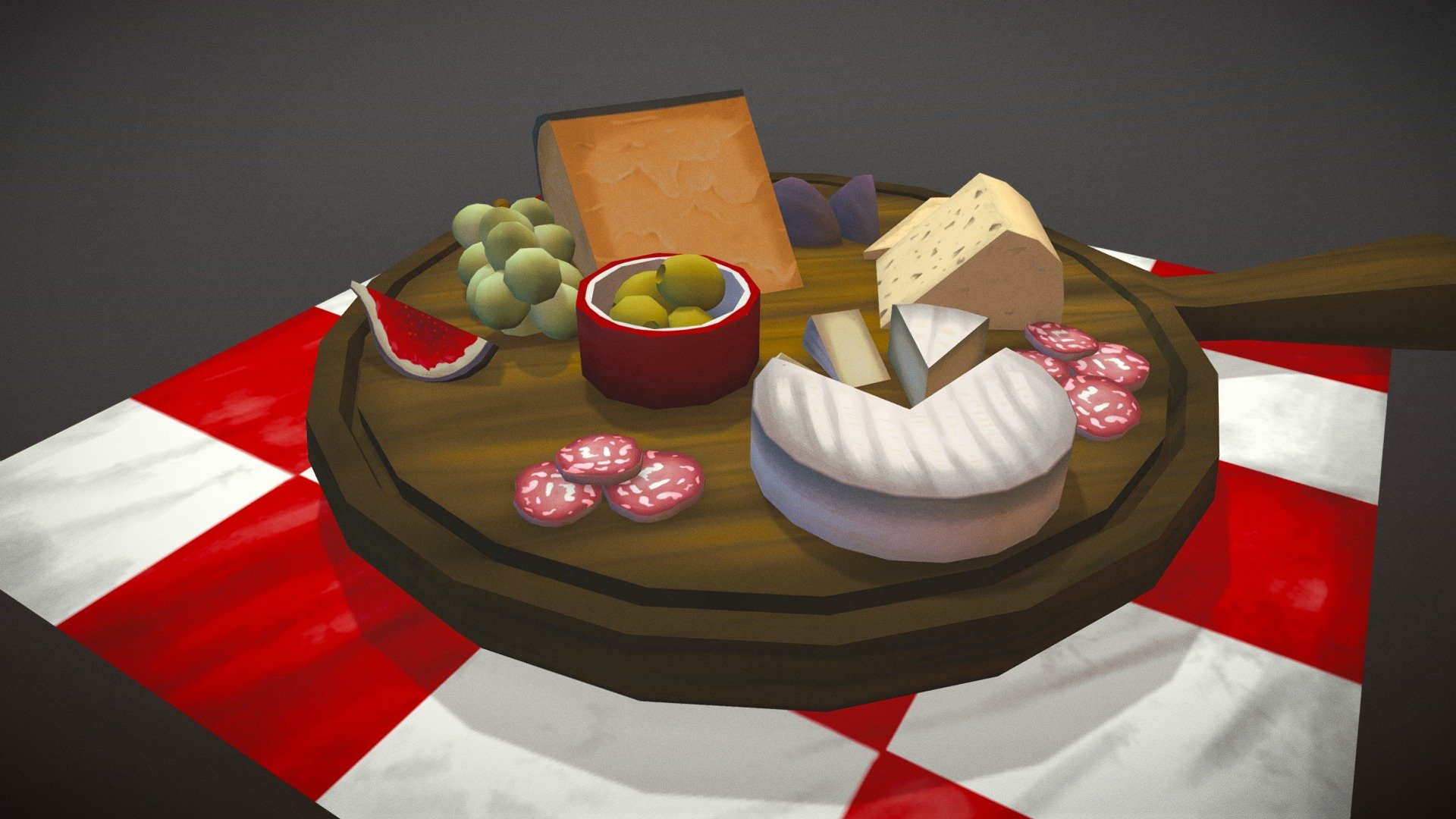 Cheese platter - 3D model by Liliane (@Liliane3D) [9e1d8c7] - Sketchfab