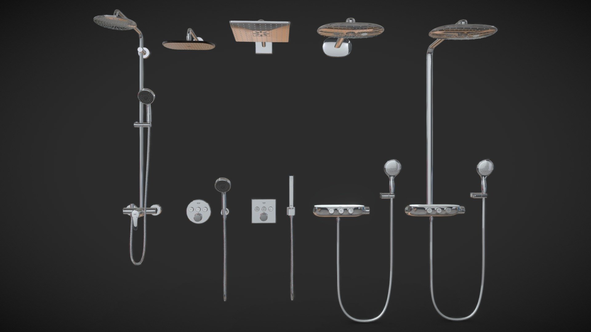 Shower systems GROHE set 97 - Buy Royalty Free 3D model by madMIX ...