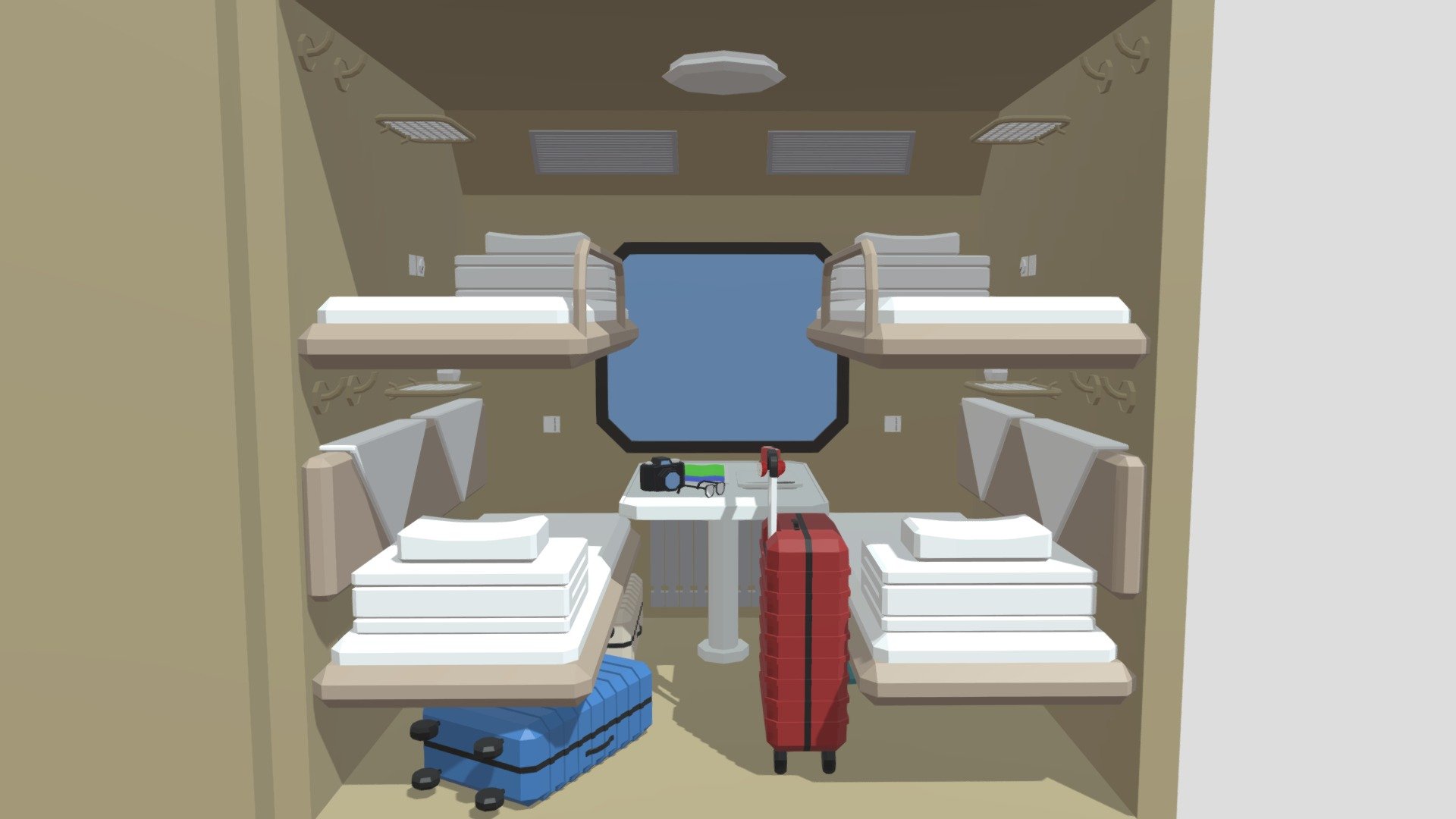 Lowpoly Sleeper Train Interior - Buy Royalty Free 3D model by Philip ...