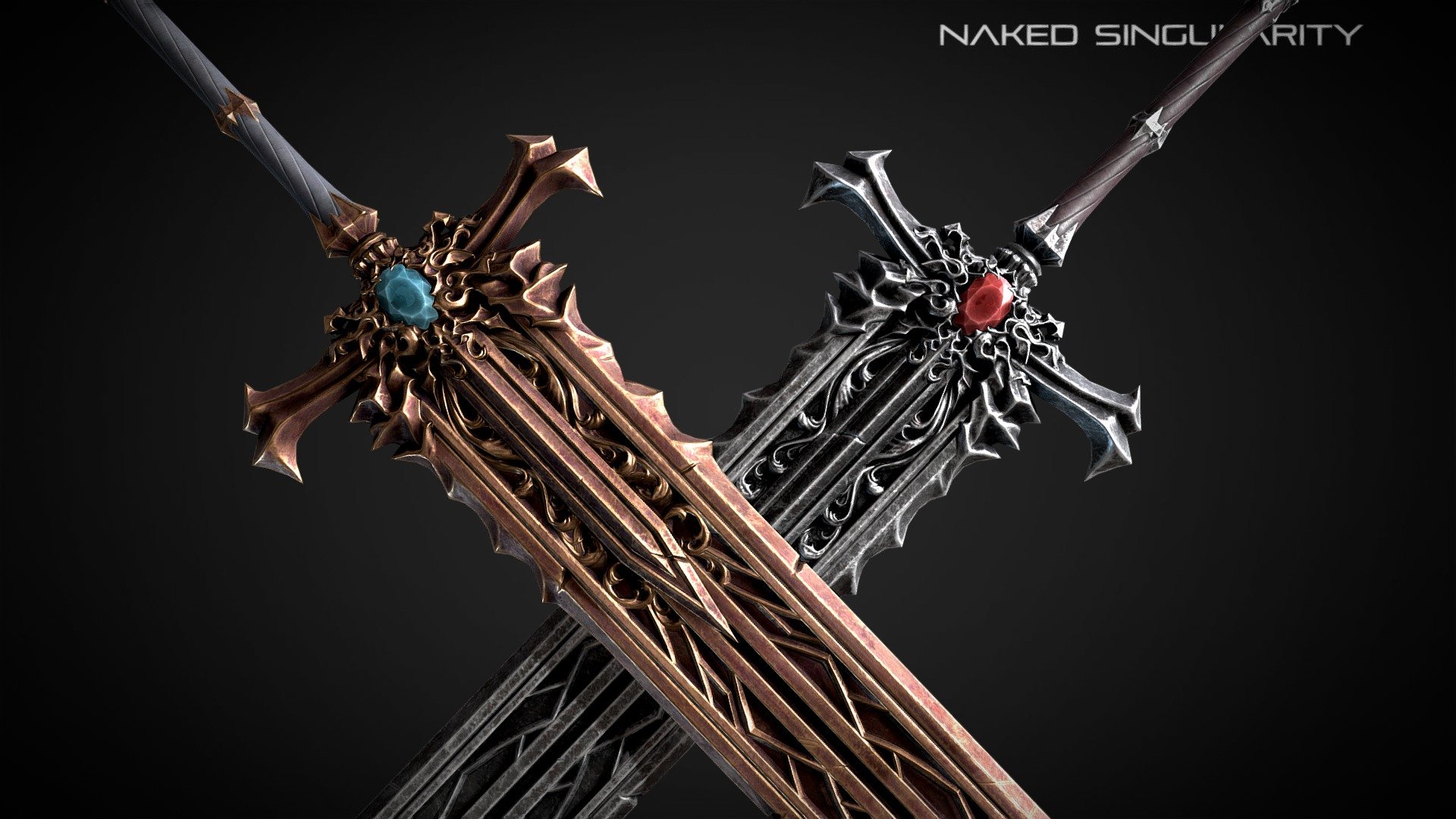 Brass Greatsword | Medieval fantasy sword - Buy Royalty Free 3D model ...
