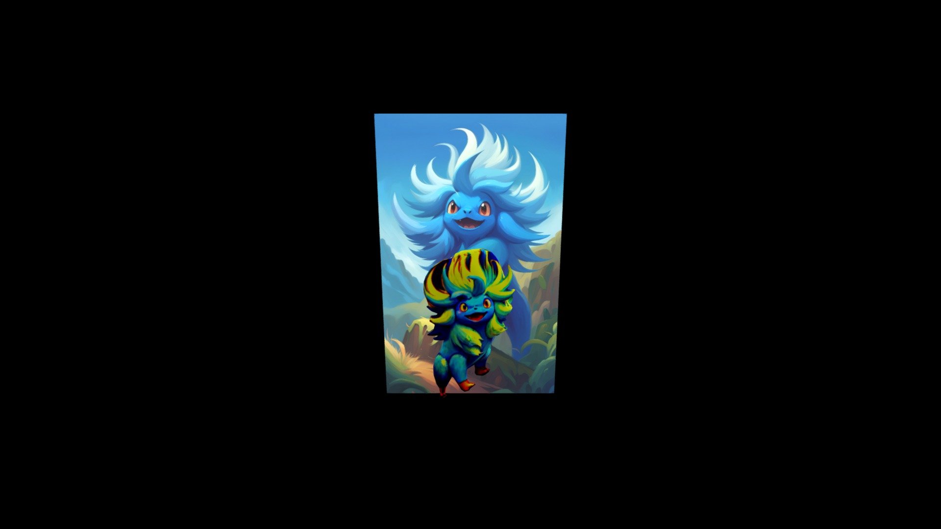 cartoon blue monster with long hair standing on - Download Free 3D ...