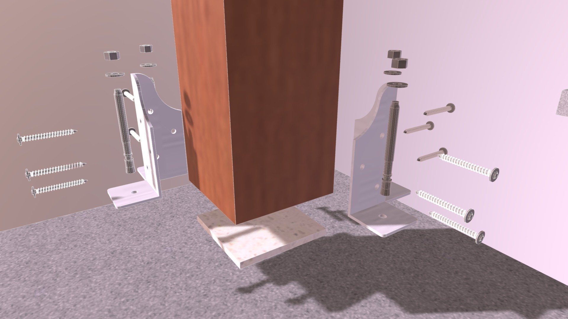 Steel Corner Post Base With Attachment Wings - 3D model by Timber Frame ...