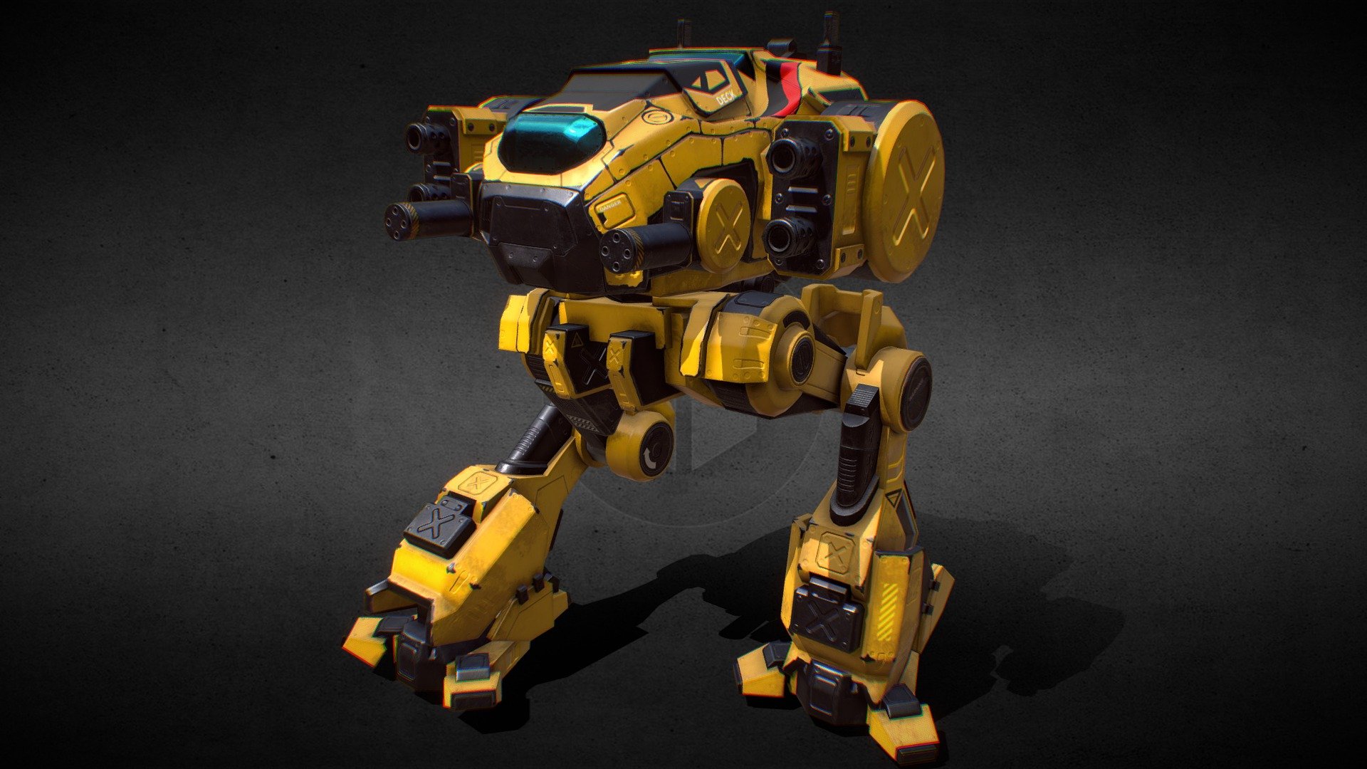 Battle Mech v4 yellow - 3D model by Dmitrii_Kutsenko (@Dmitrii_Kutcenko ...
