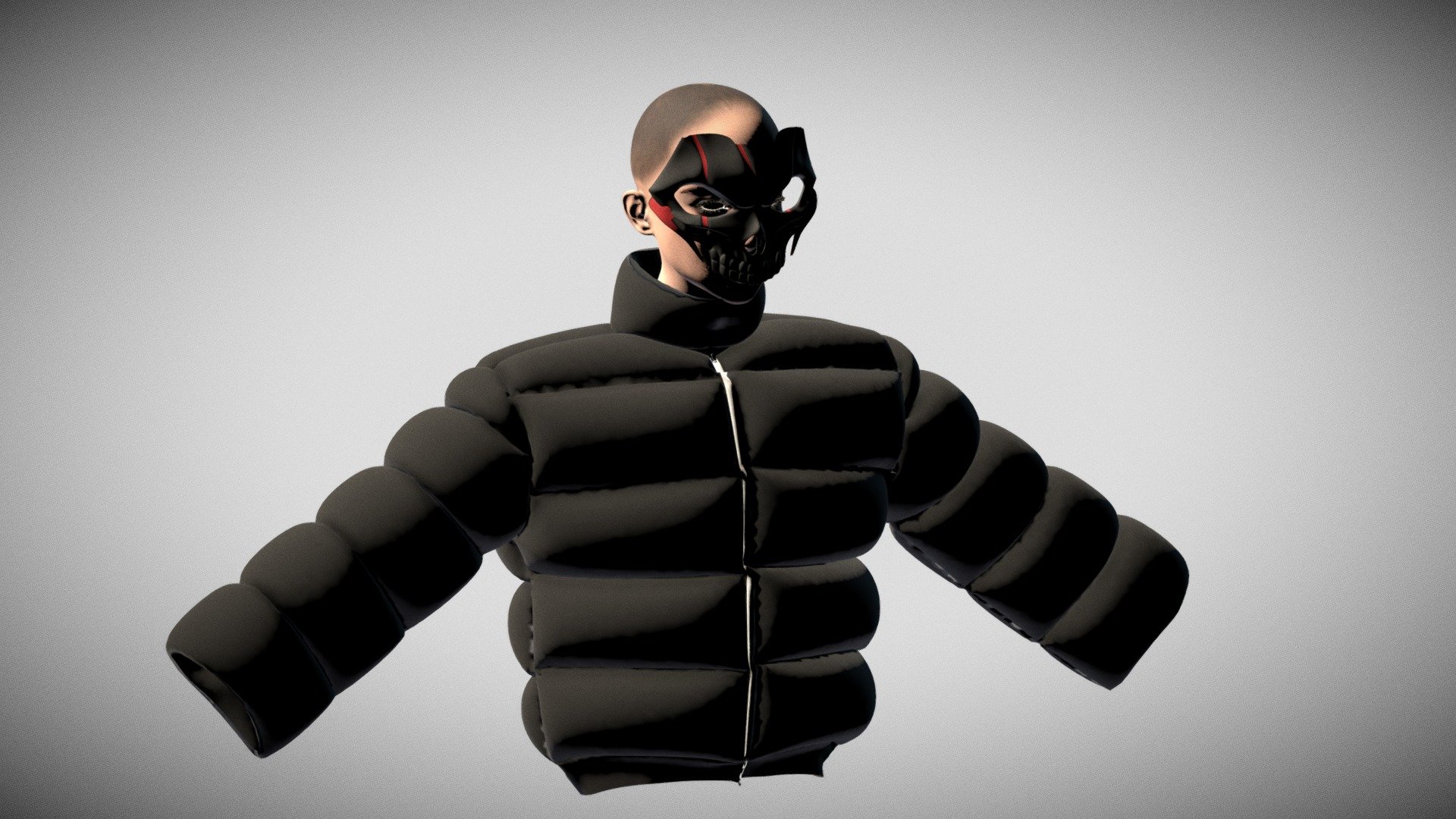 4K Puffer Jacket Female Samurai Mask - Download Free 3D model by xreen ...