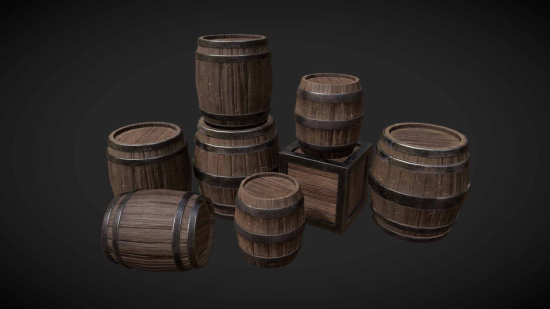 Medieval Barrels and Box - Buy Royalty Free 3D model by minerva_99 ...