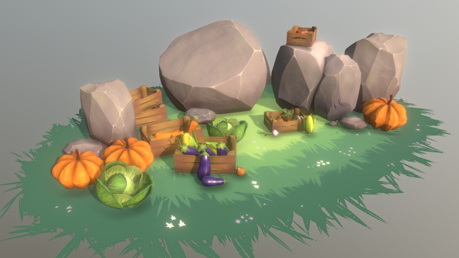 Stylized Vegetable Scenery - 3D model by Lavi (@lavi3d) [9ea4249 ...