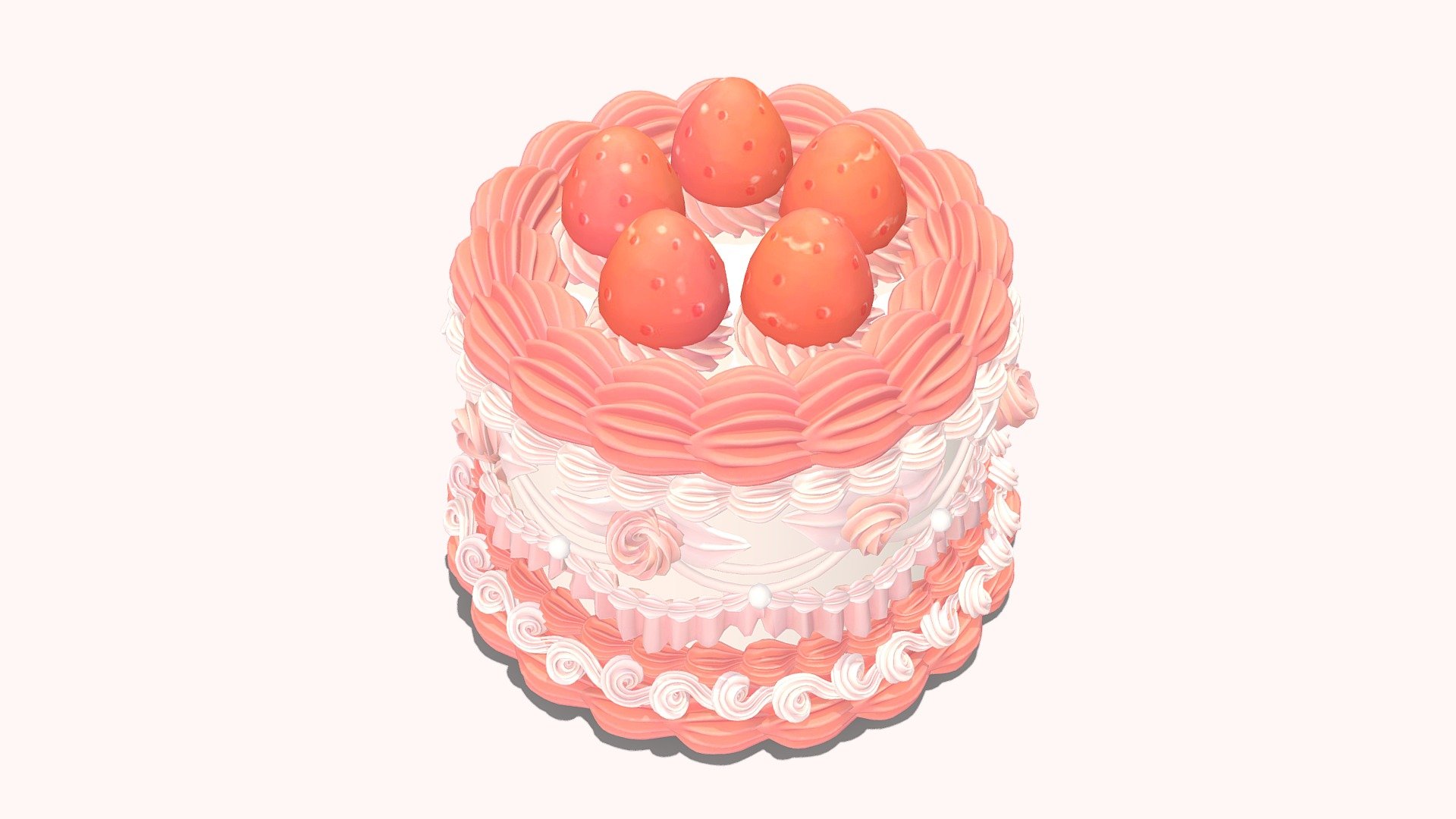 Stylized Strawberry Rose Cake - Buy Royalty Free 3D model by IceCream ...