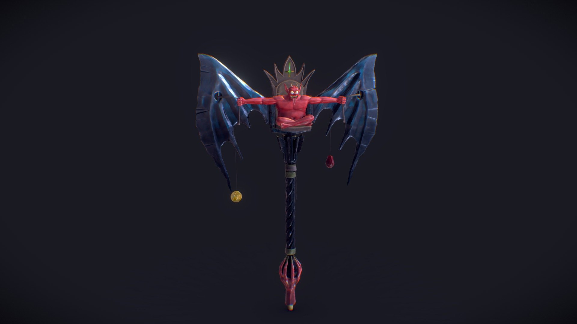 Stylized PBR Demon Battle Axe Game Weapon Prop - 3D model by ...