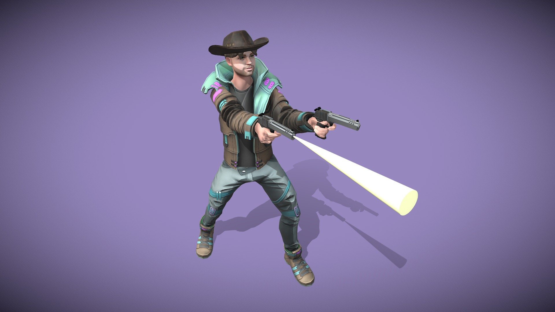 Animated Cowboy Shoots Pistols, Blast Graphics - Download Free 3D model ...