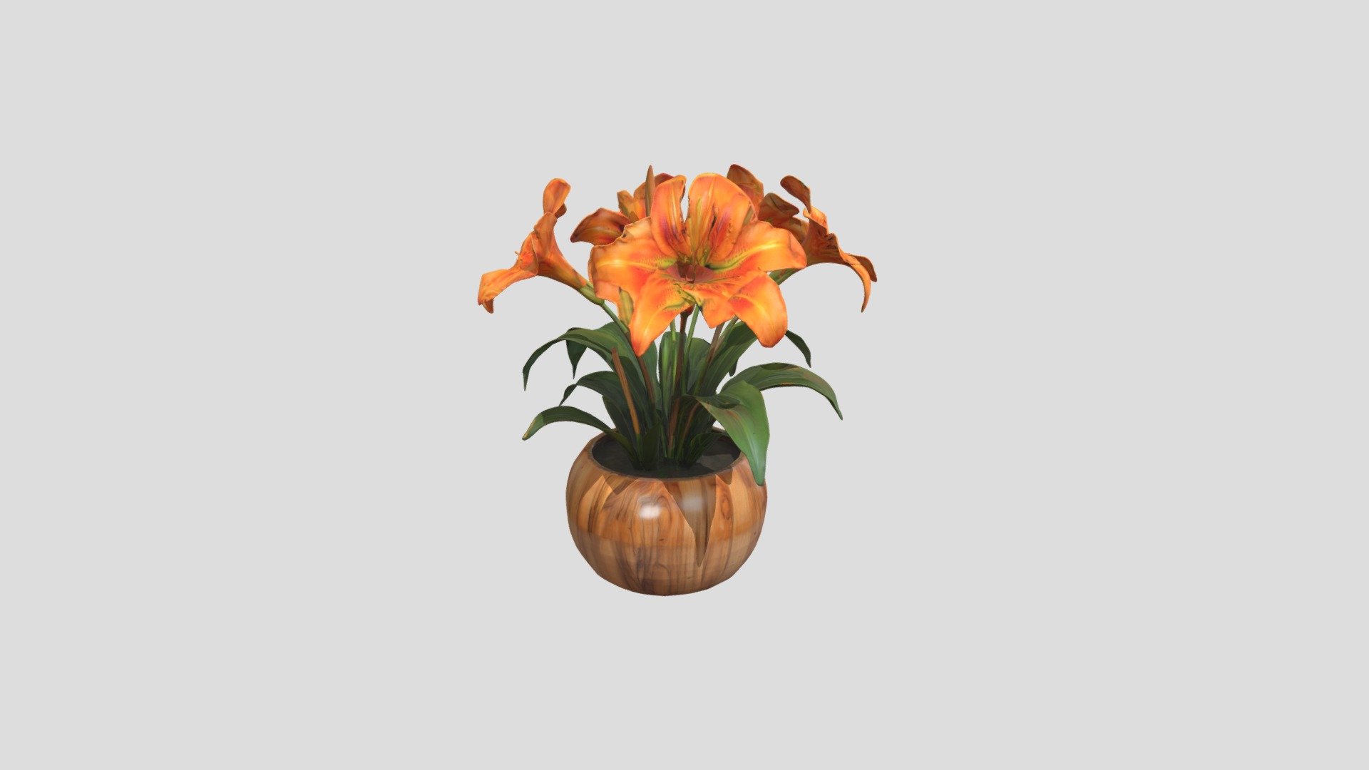 Orange Flower with wooded Vase - 3D model by RMariepxo [9f0a31f ...