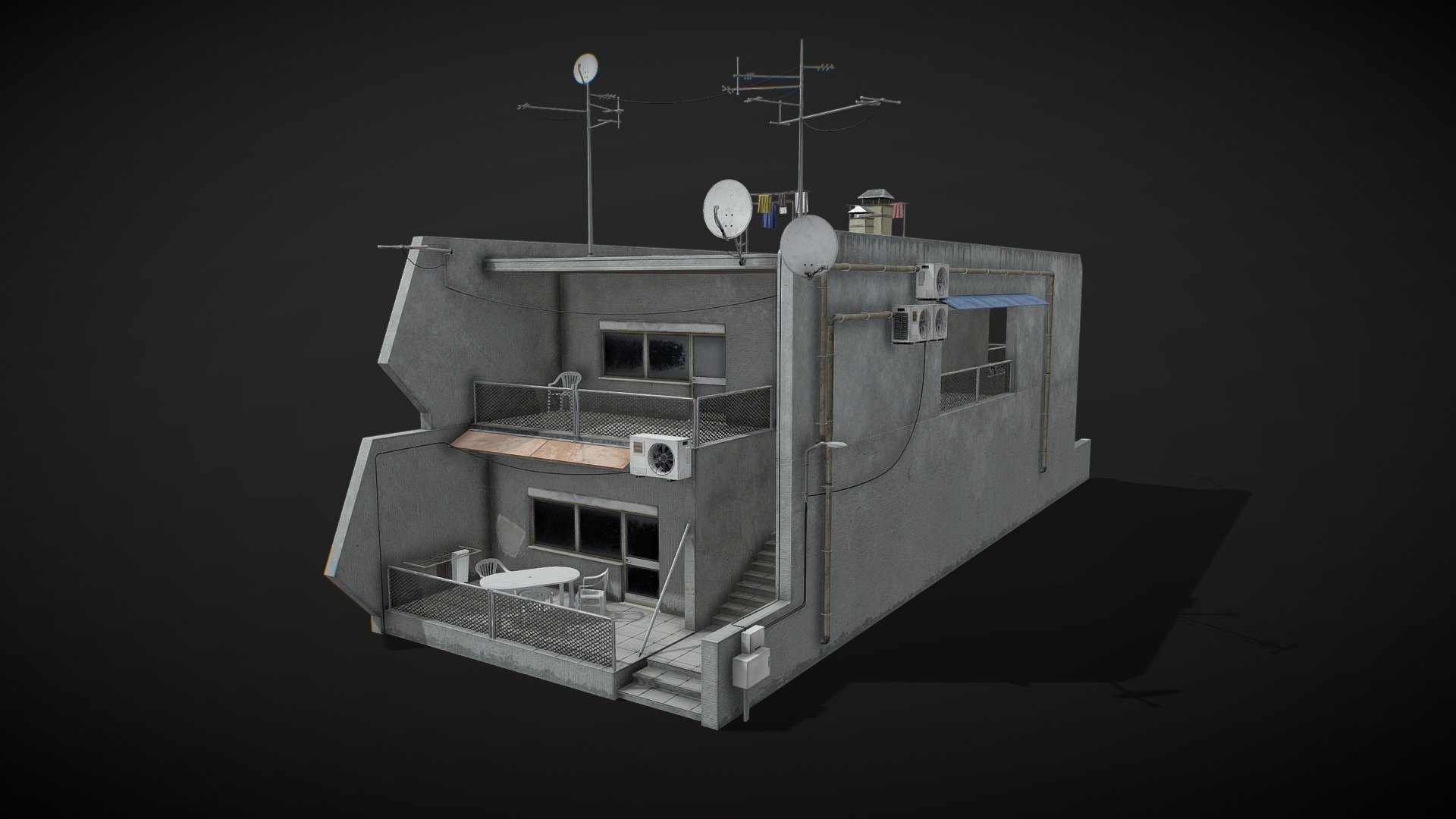 Dystopian Cyberpunk Building #1 - Buy Royalty Free 3D model by ...