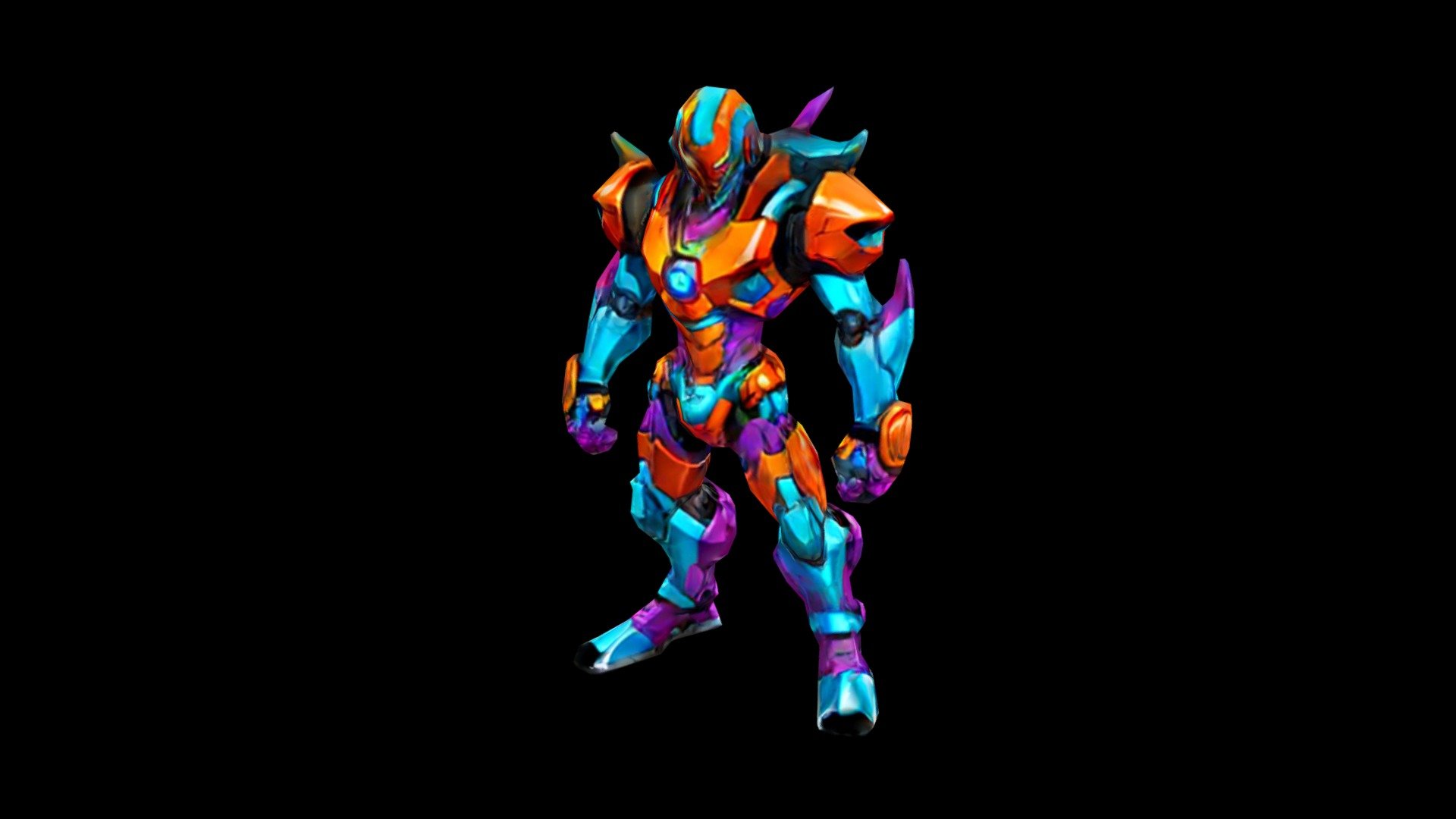 A colorful cartoon robot with orange and blue co - Download Free 3D ...