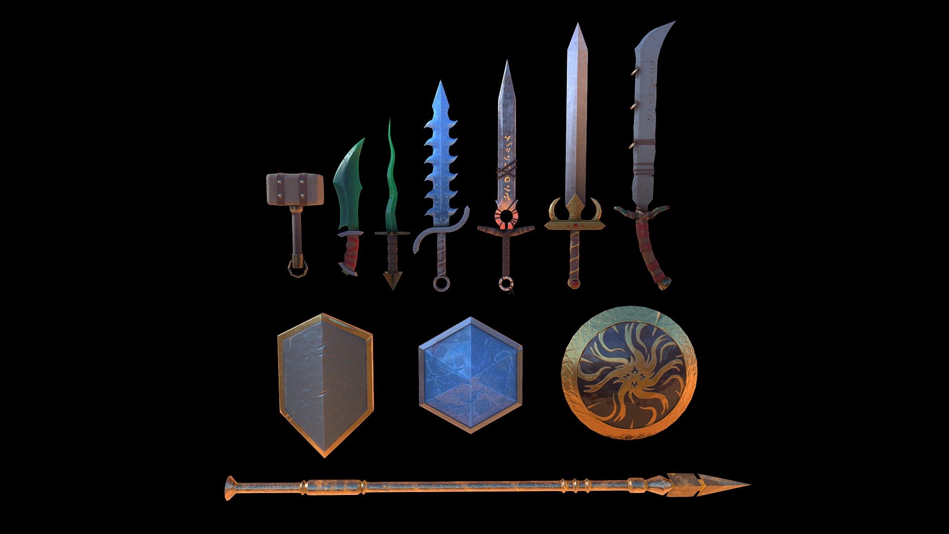 Medieval Fantasy Weapons Pack - Buy Royalty Free 3D model by Handrews3D ...