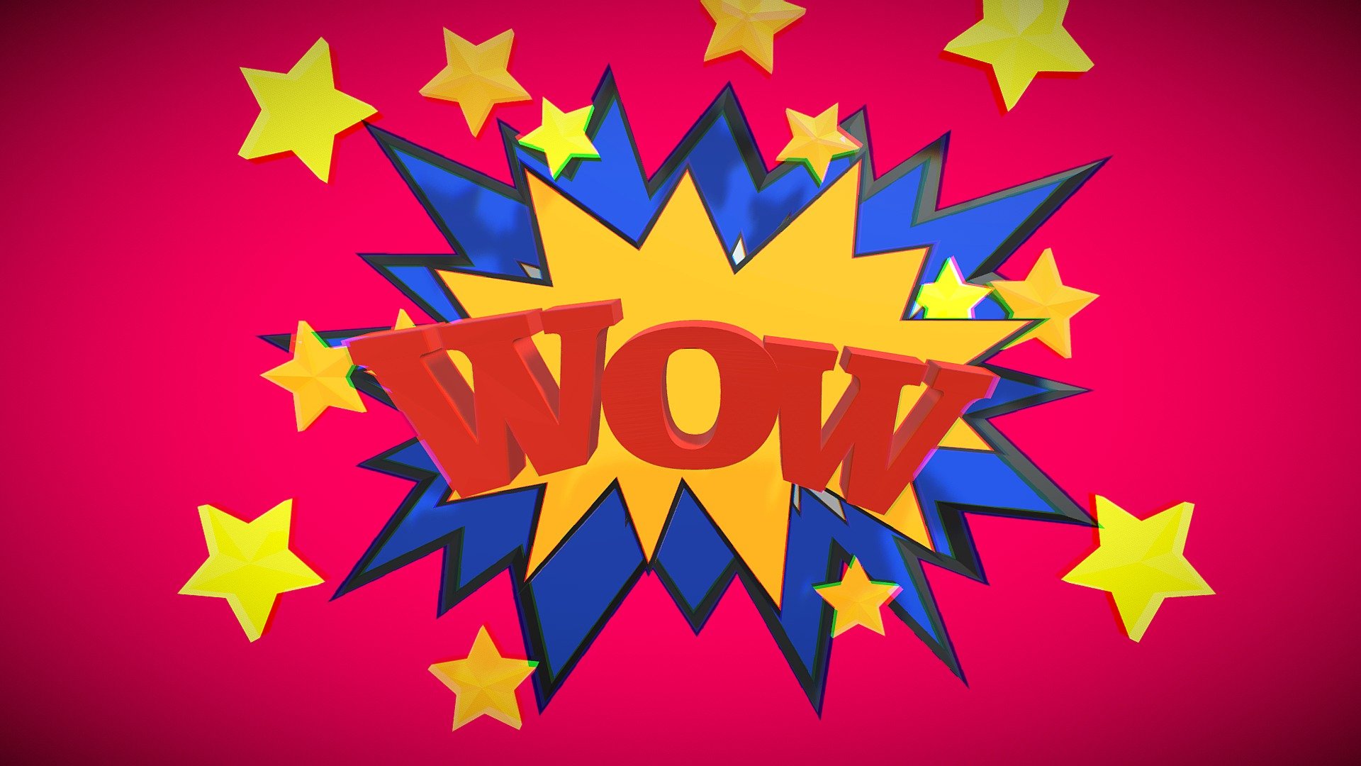 "Wow" Red and Blue FX for AR animated - Buy Royalty Free 3D model by ...