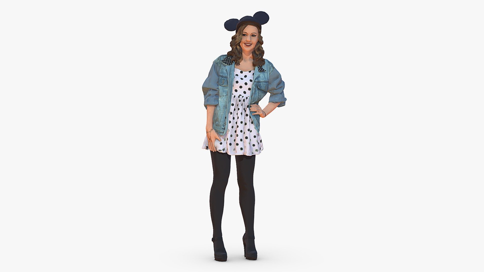 Beautiful girl in a mouse cap 0225 - Buy Royalty Free 3D model by ...