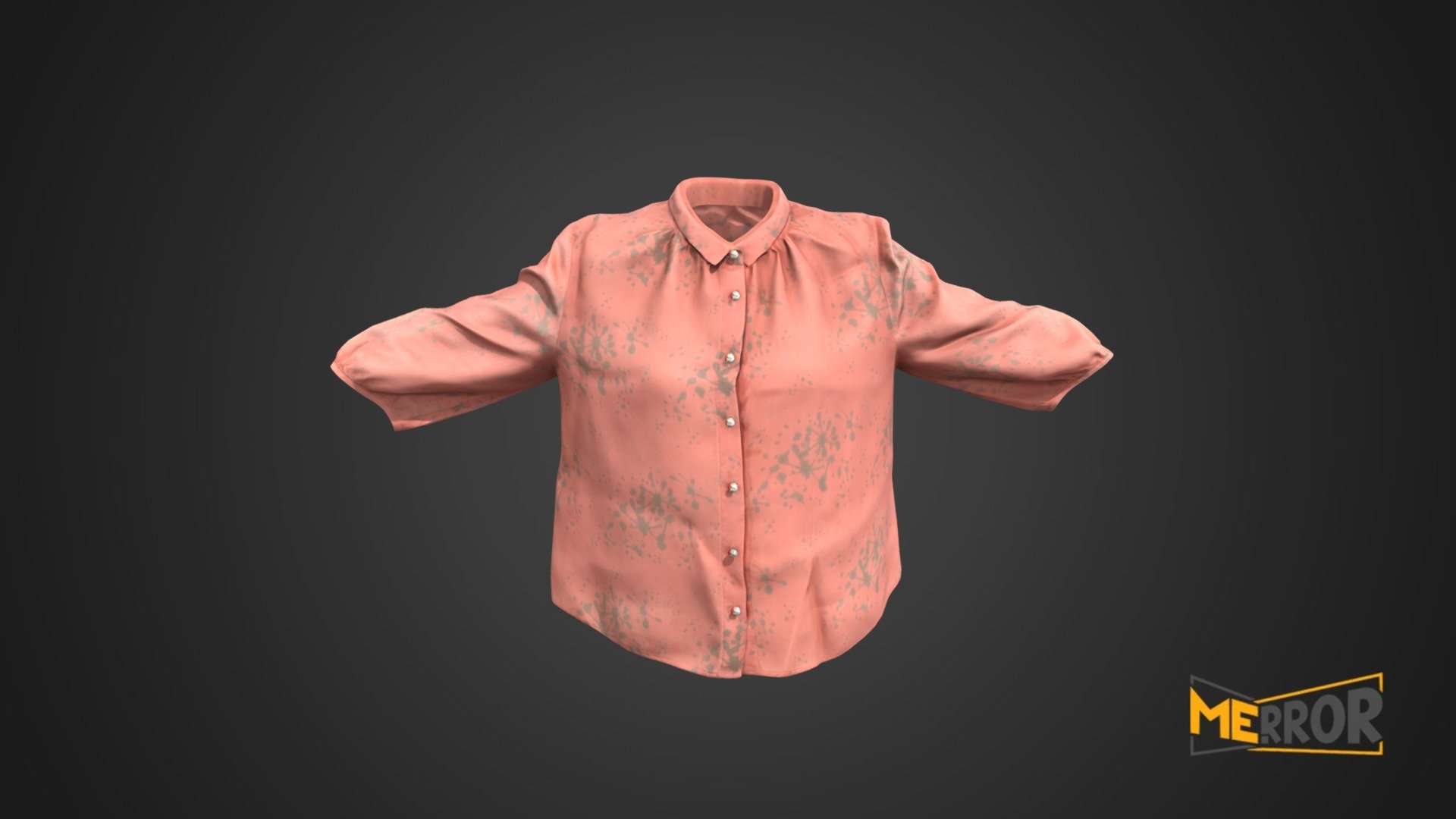 [Game-ready] Coral Floral-Patterned Blouse - Buy Royalty Free 3D model ...