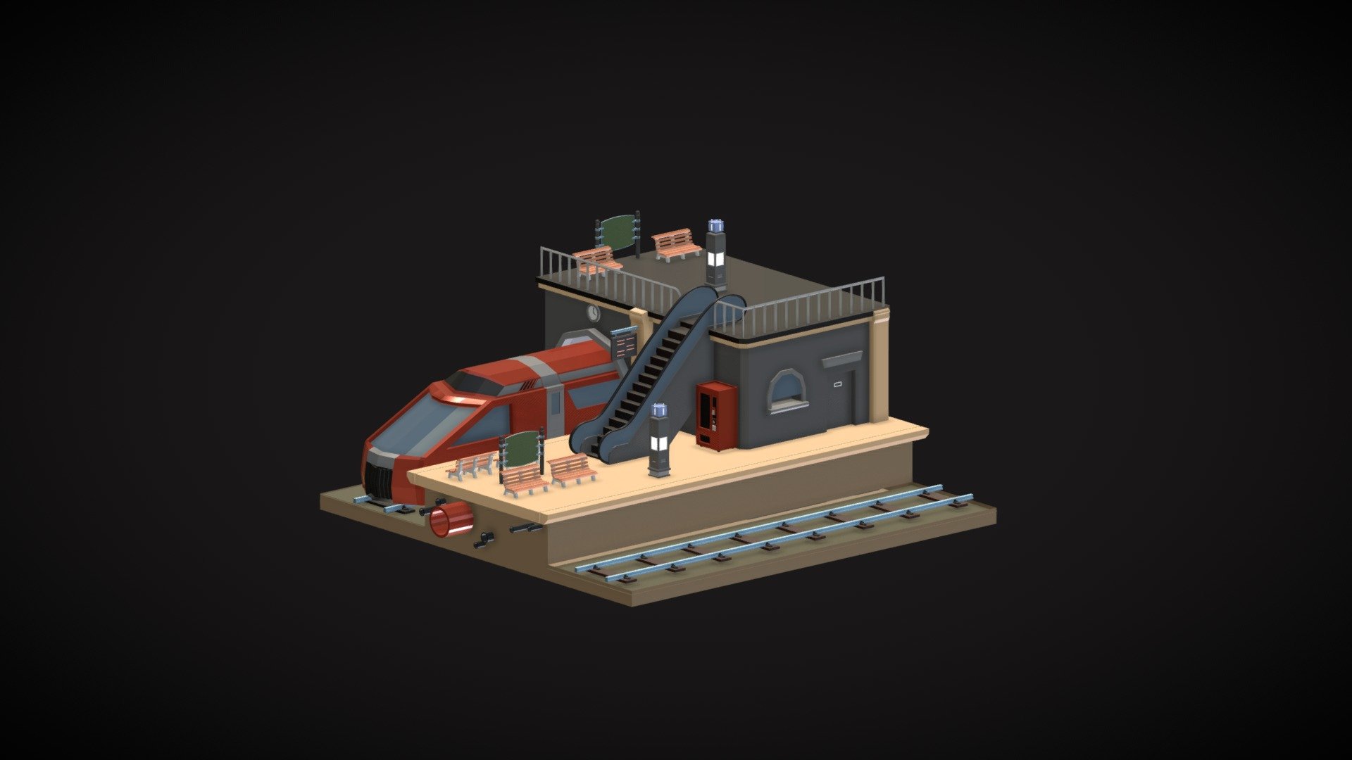 Train Station - 3D model by NARkoZ [9f7e5f2] - Sketchfab