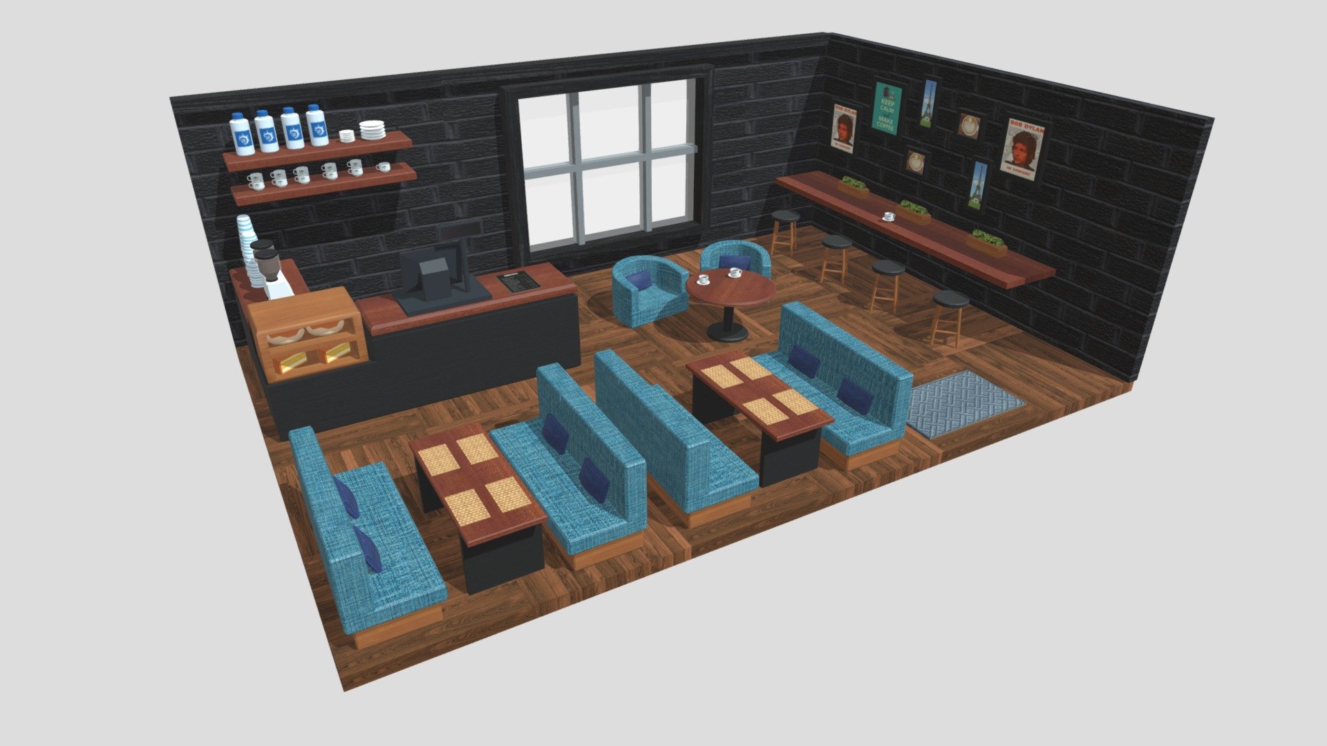 isometric cafe - 3D model by Chloe Lim (@chloe_lim) [9f9bb51] - Sketchfab