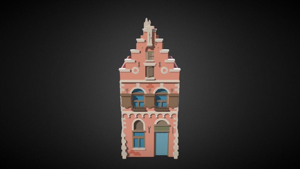 Wide tenement with pink elevation - 3D model by Trui Software House ...