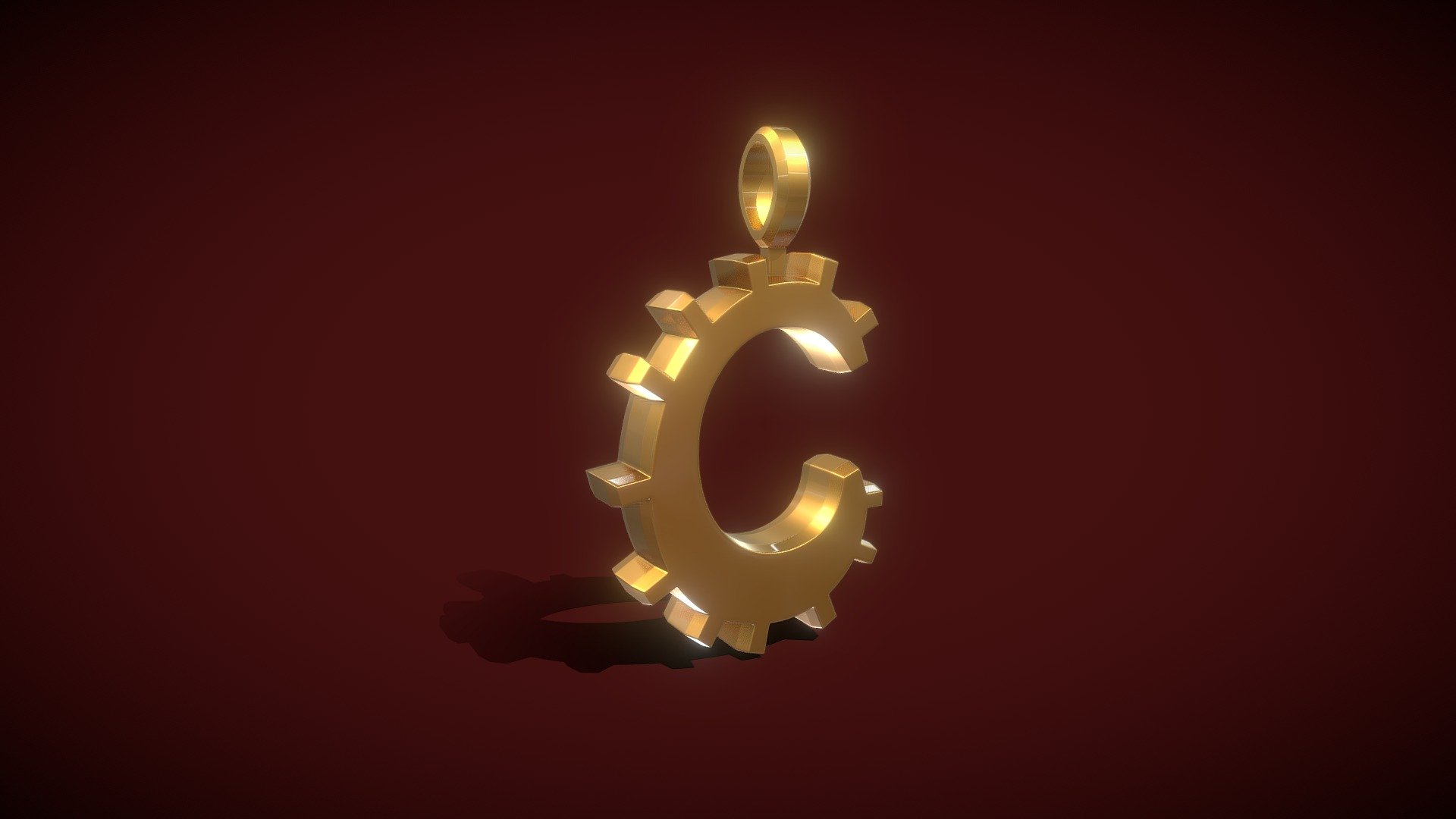 C Letter Pendant Gold - Buy Royalty Free 3D model by Sandeep Choudhary ...