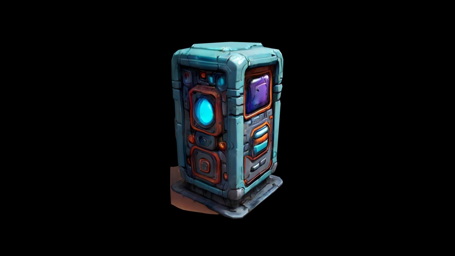 An alien cube with three compartments, a blue or - Download Free 3D ...