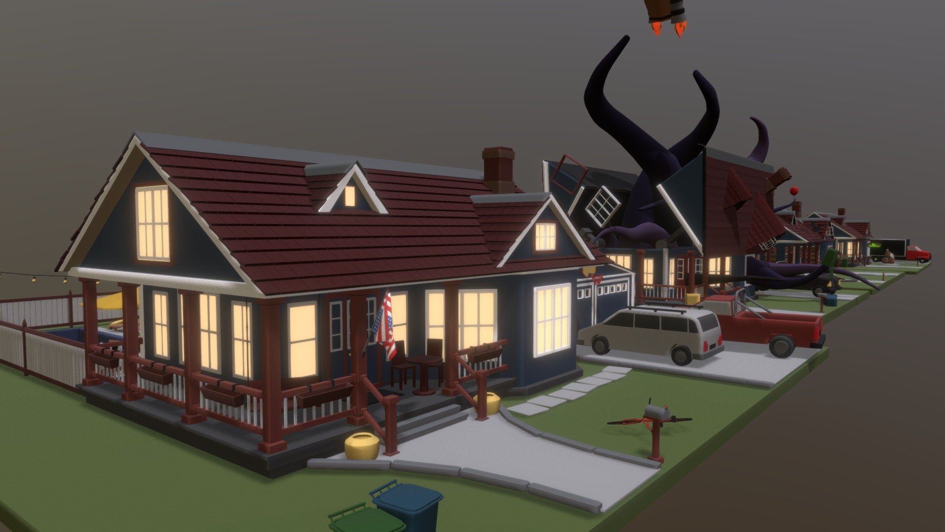 Five houses in different states - Download Free 3D model by Roman ...