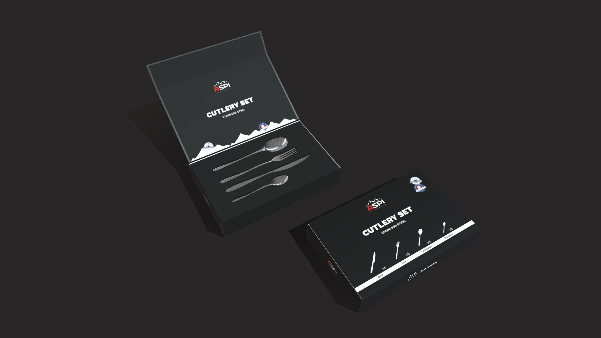 Cutlery packaging | Set of dishes - 3D model by Aleksei (@virare3d ...