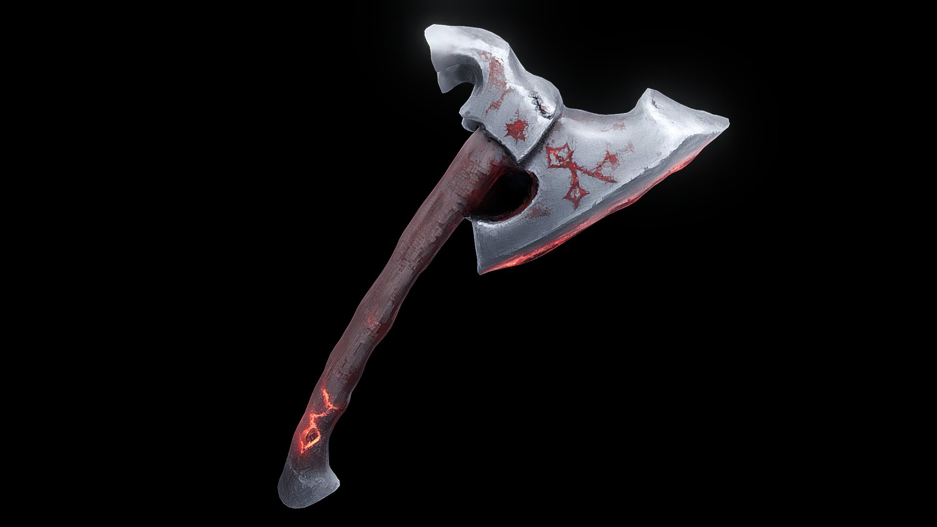 Medieval Axe with Red Glowing Runes - 3D model by Fan Fiction 3d ...