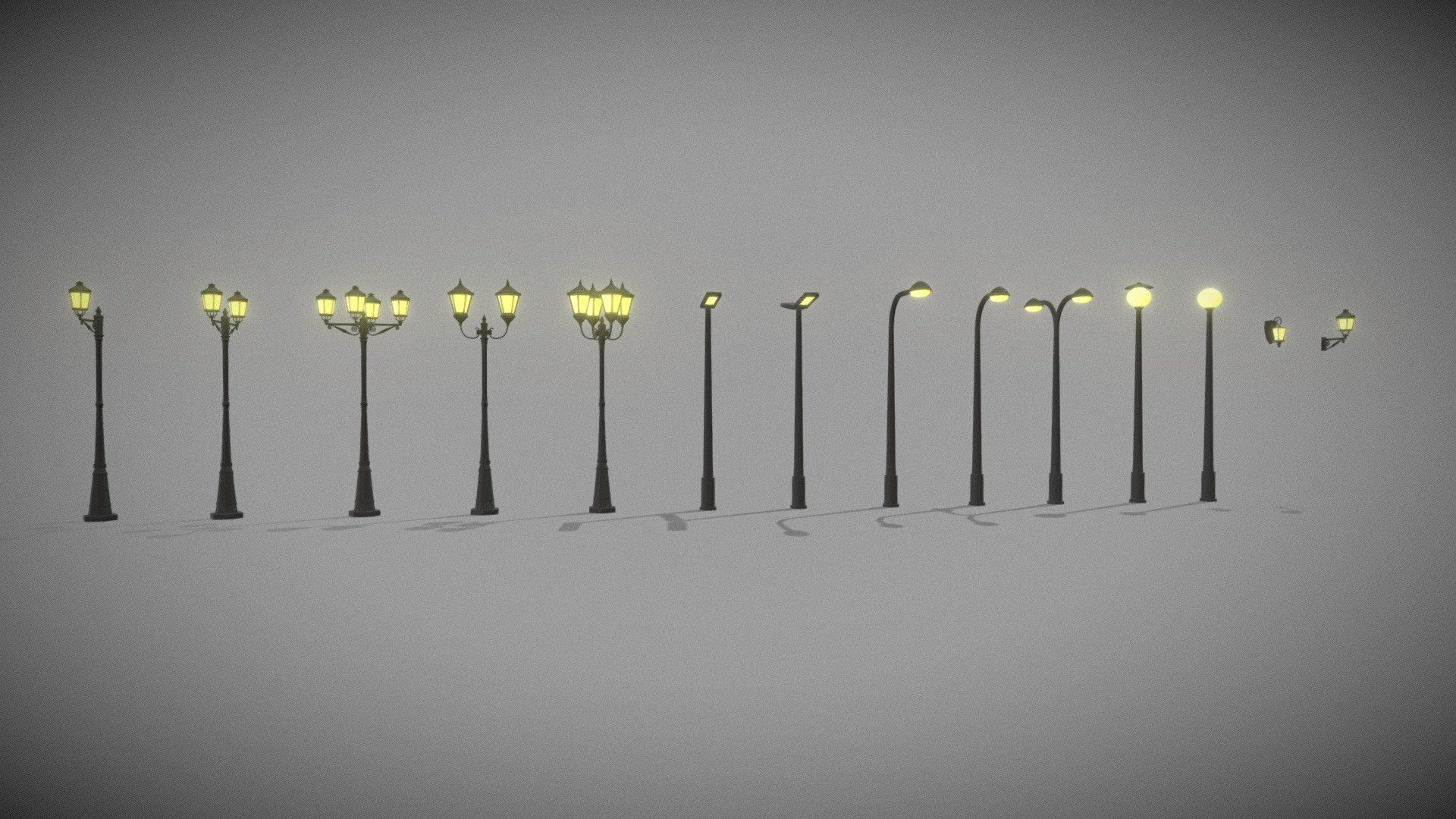 simple collection of low poly street lights v2 - Download Free 3D model ...