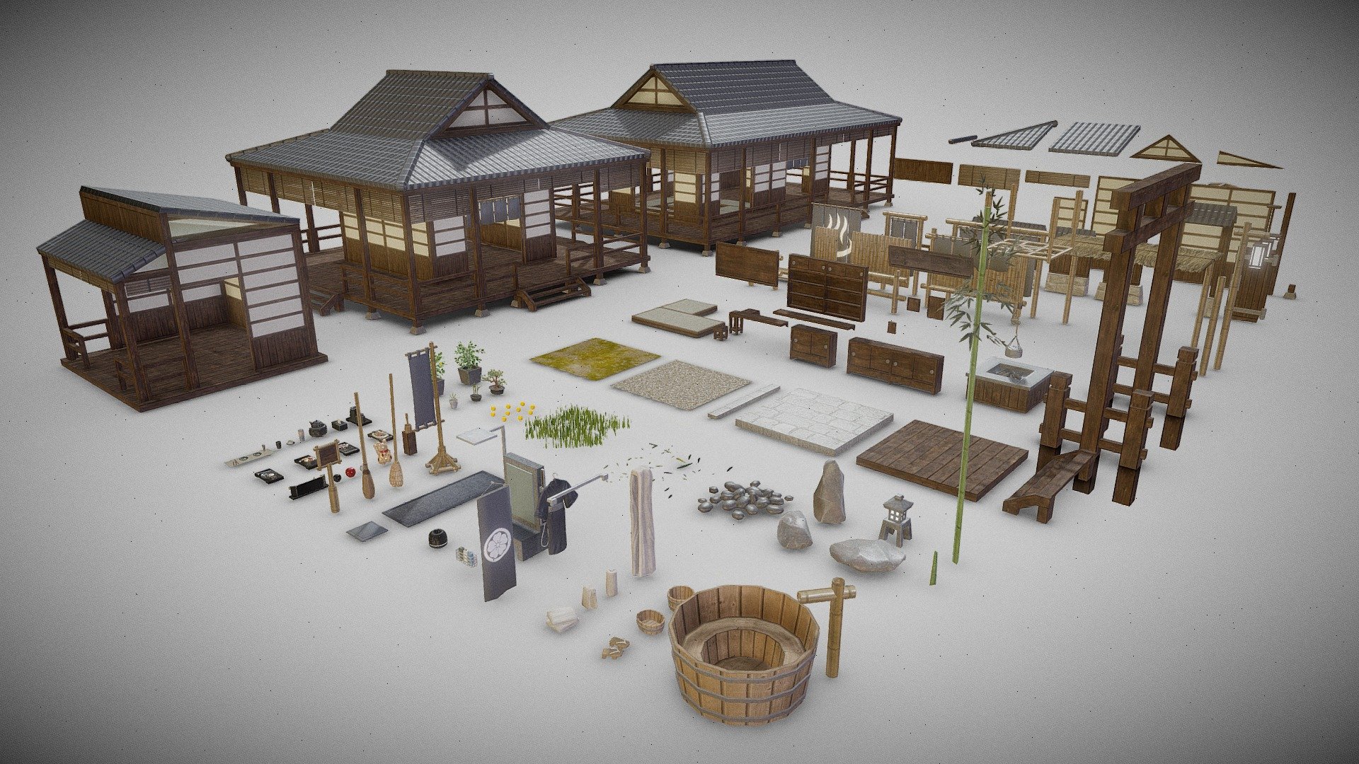 Japanese Low Polygon Pack - 3D model by 7PLUS [9ffab8a] - Sketchfab
