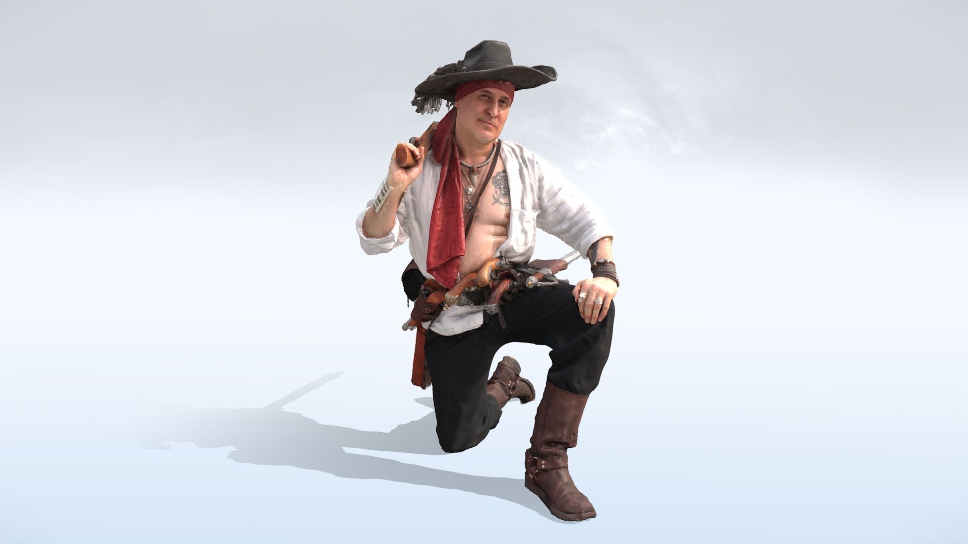 Male Scan - Pirate kneeling with a Pistol - 3D model by ViARsys ...