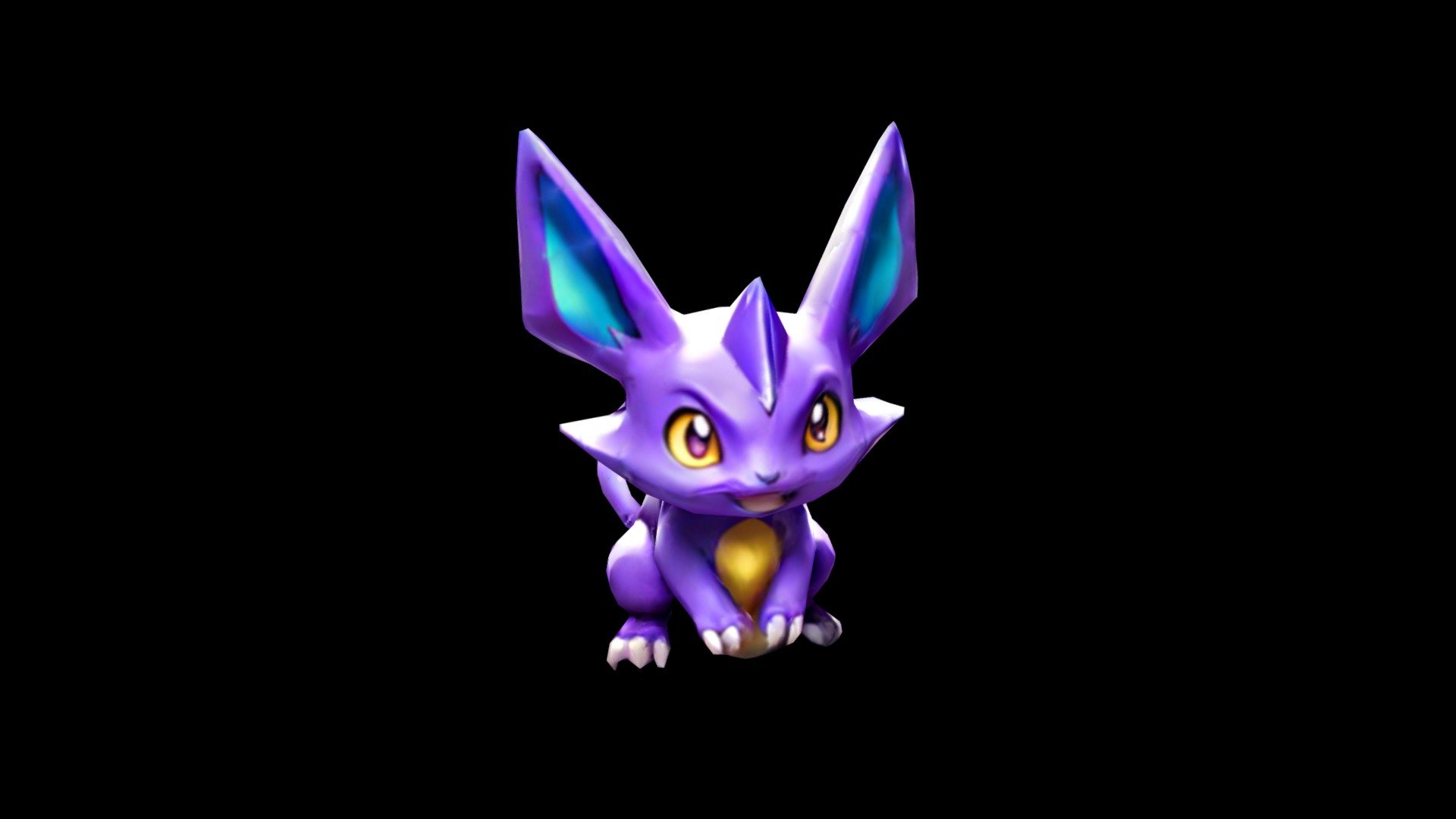 "An adorable purple cat-pokemon with blue ears a - Download Free 3D ...