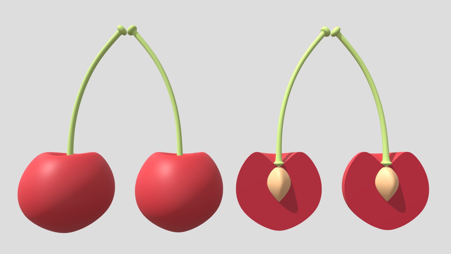 Cartoon Cherry Fruit And Slice - Buy Royalty Free 3D model by Philip ...