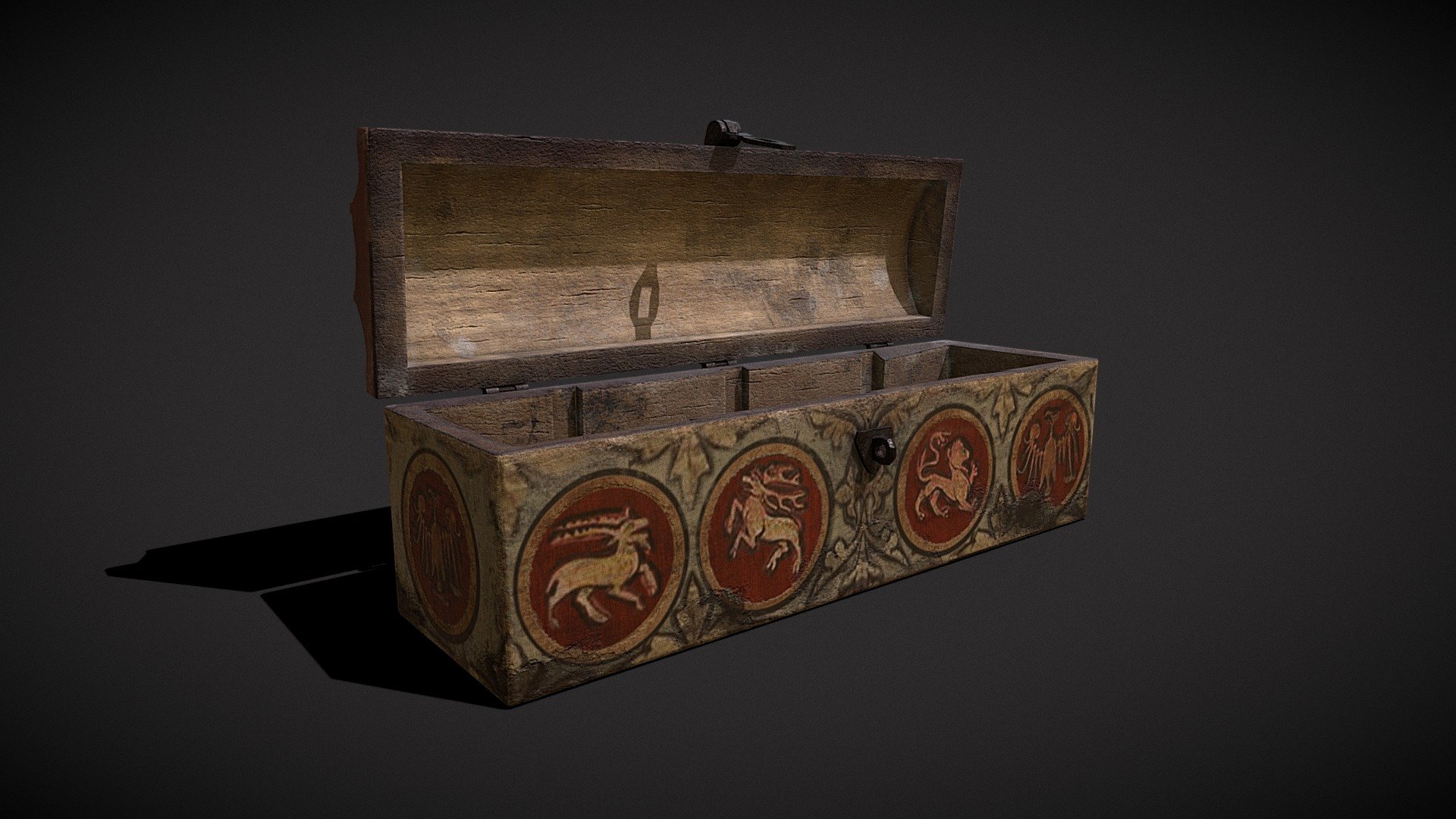 Painted Medieval Long Chest - Buy Royalty Free 3D model by ...