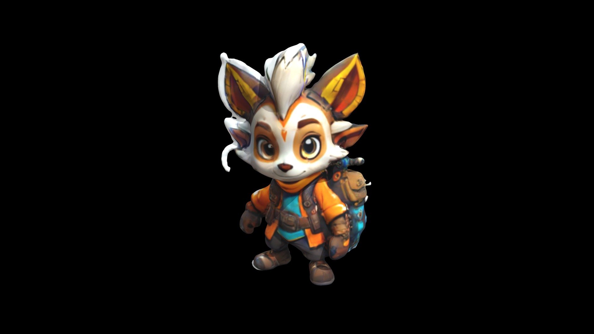 a cartoon drawing of a fox with a backpack - Download Free 3D model by ...
